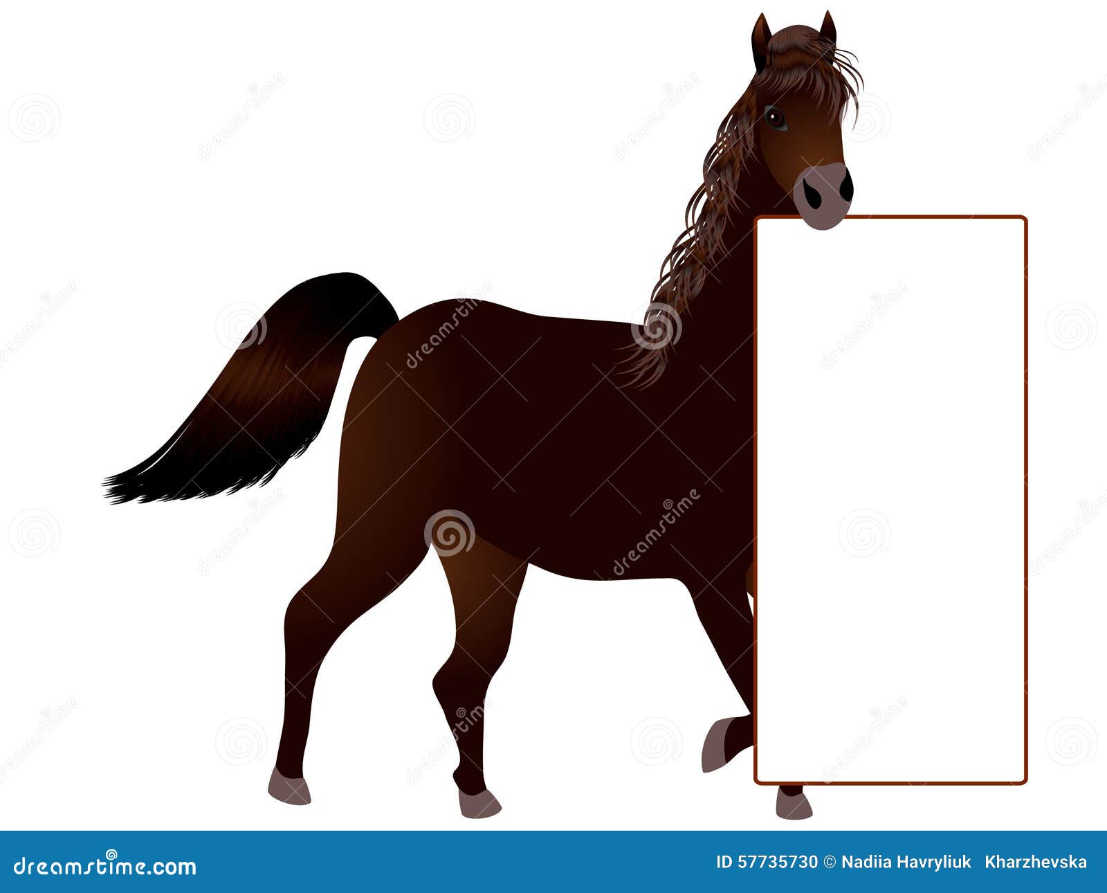 Horse holding banner. stock vector. Illustration of banner - 57735730