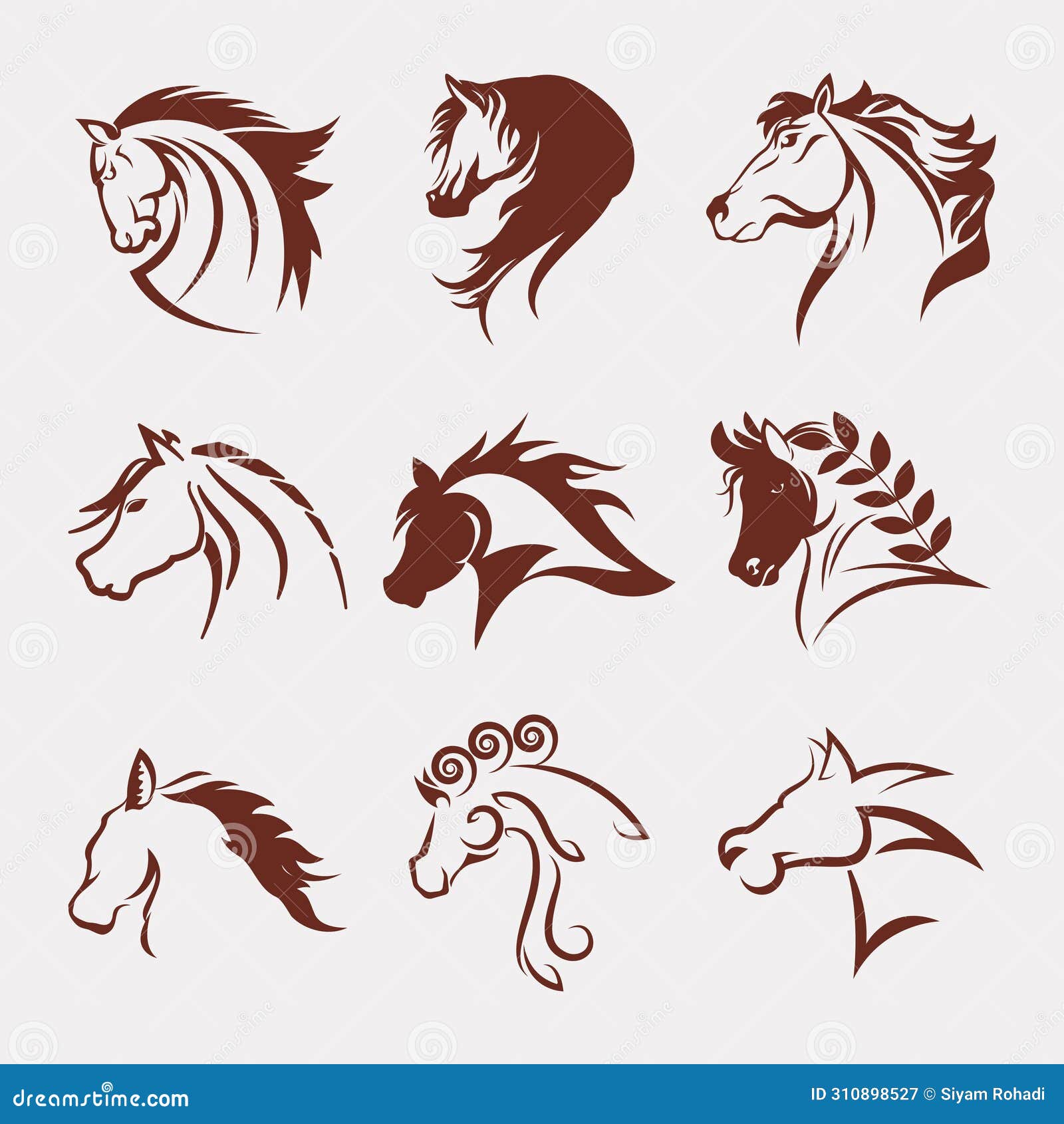 Horse icon set stock vector. Illustration of line, sign - 310898527