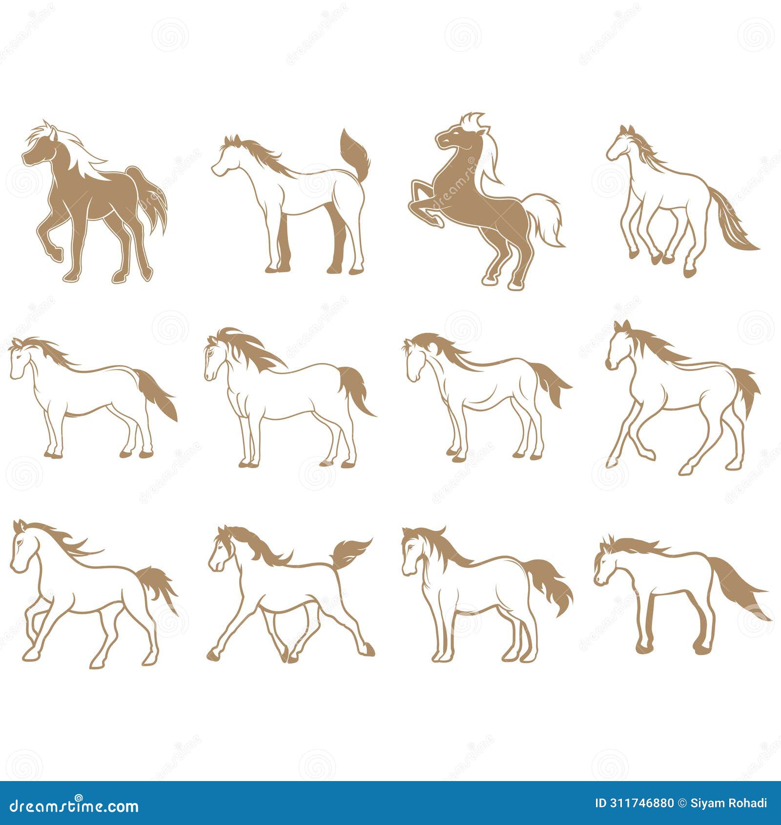 Horse icon set stock vector. Illustration of logo, stallion - 311746880