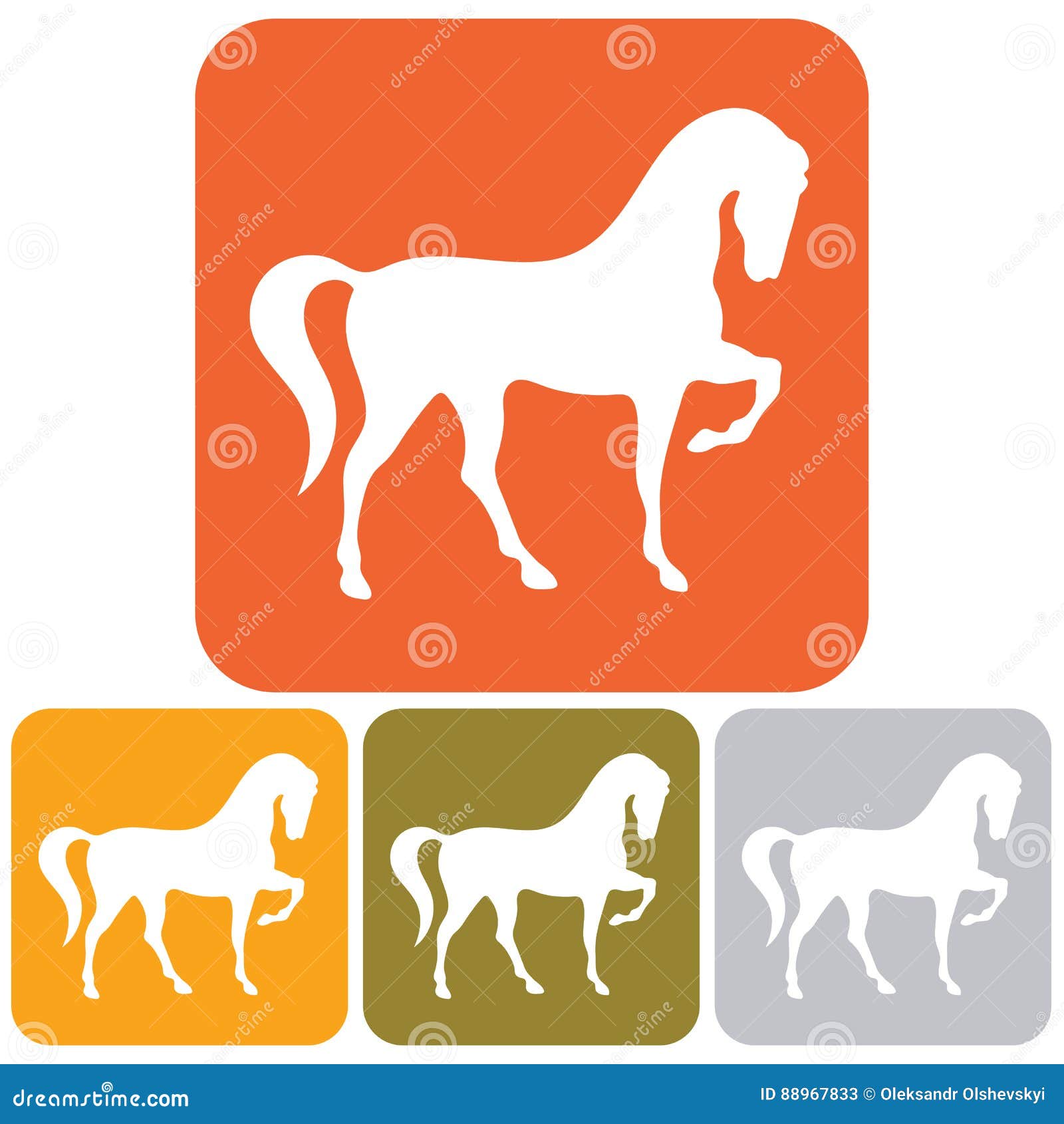 Horse icons set stock vector. Illustration of silhouette - 88967833