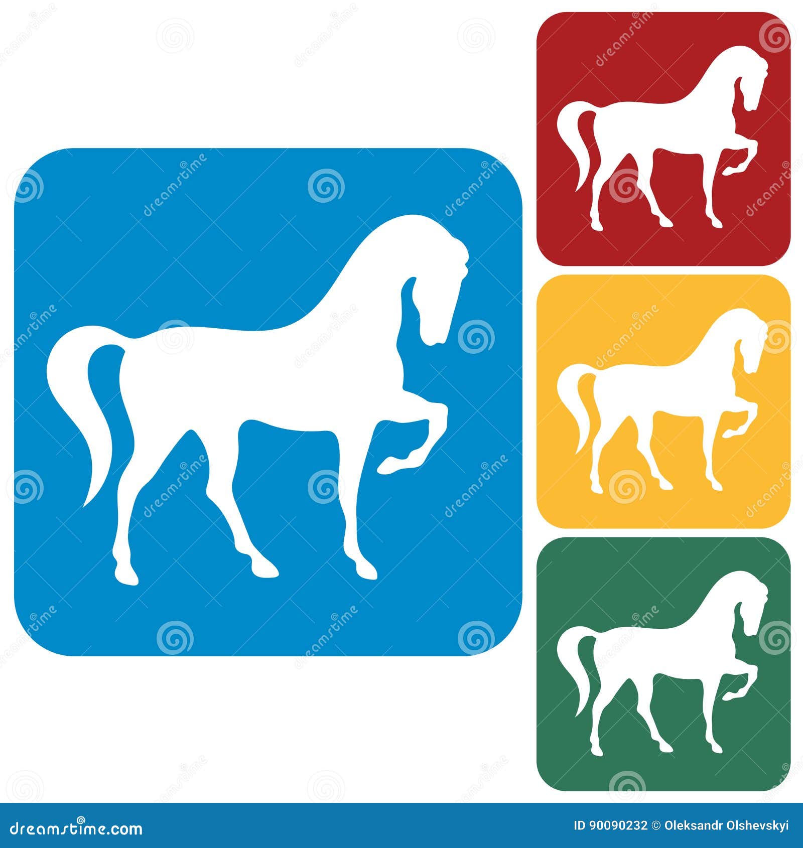 Horse icons set stock vector. Illustration of shape, minimal - 90090232