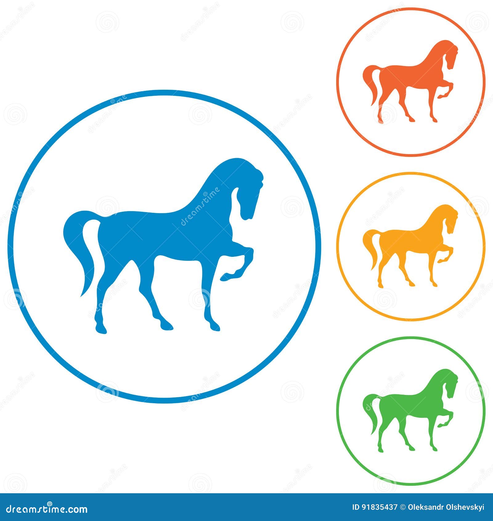 Horse icons set stock vector. Illustration of race, mammal - 91835437