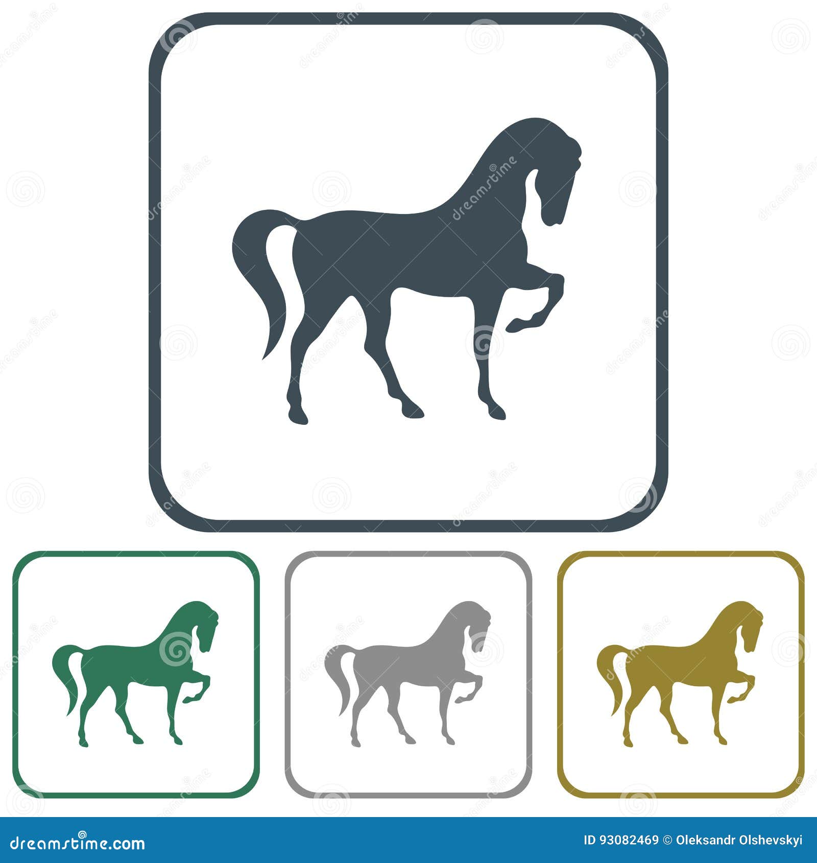 Horse icons set stock vector. Illustration of pony, shape - 93082469