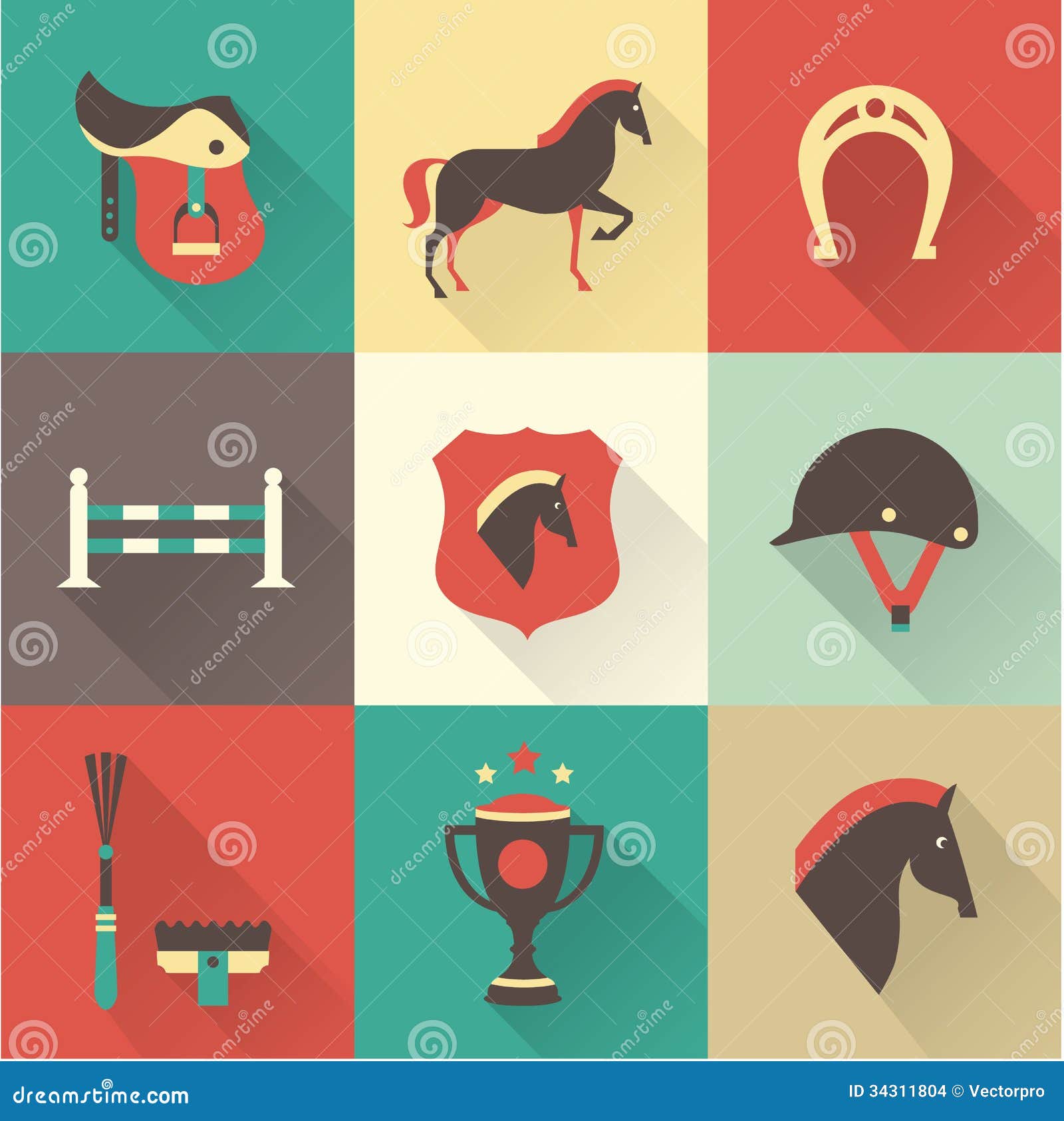 Horse icons stock vector. Illustration of race, dressage - 34311804