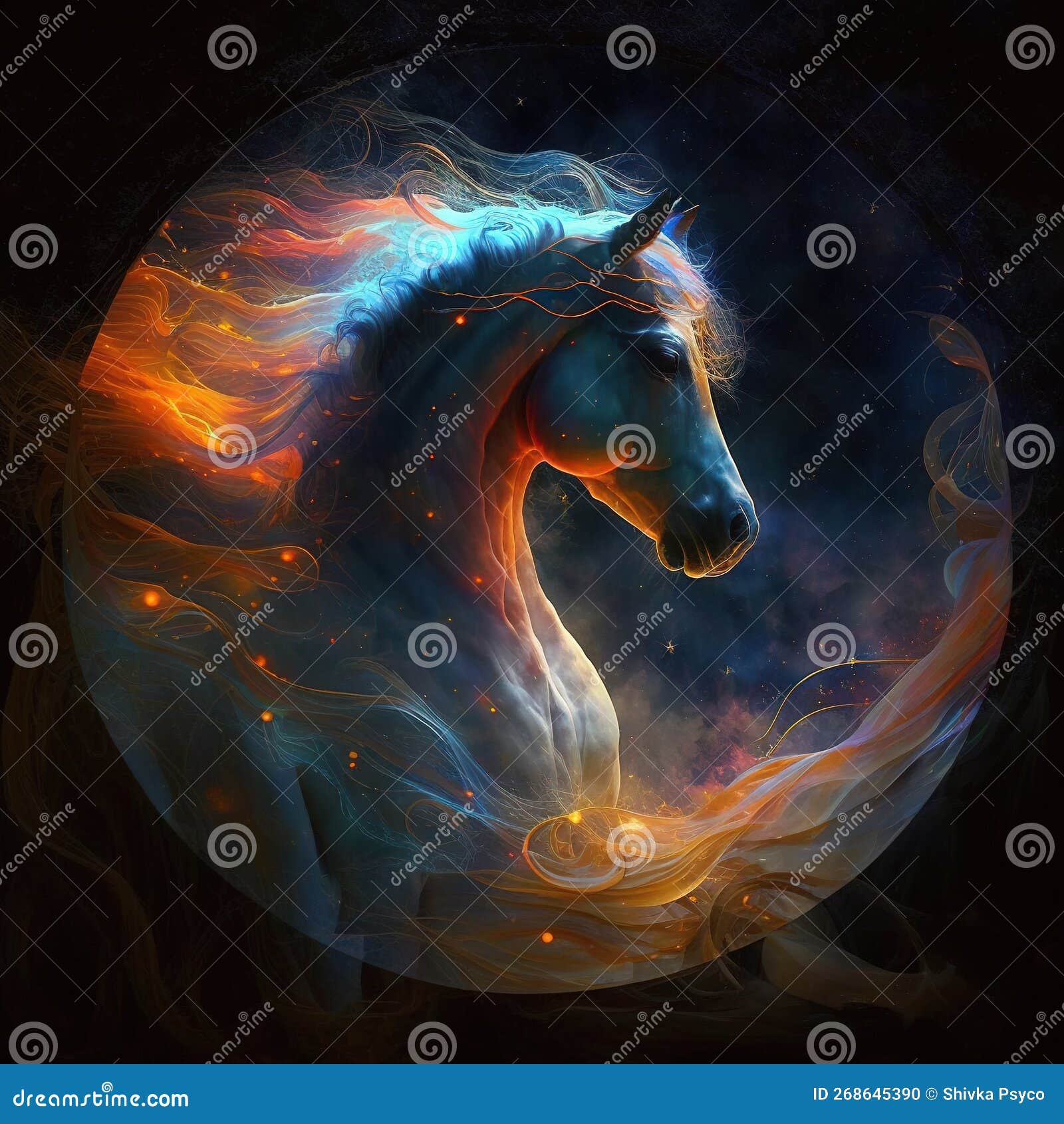 Horse Image Glowing a Tress of Celestial Fire a Mane of Auroras Glow ...