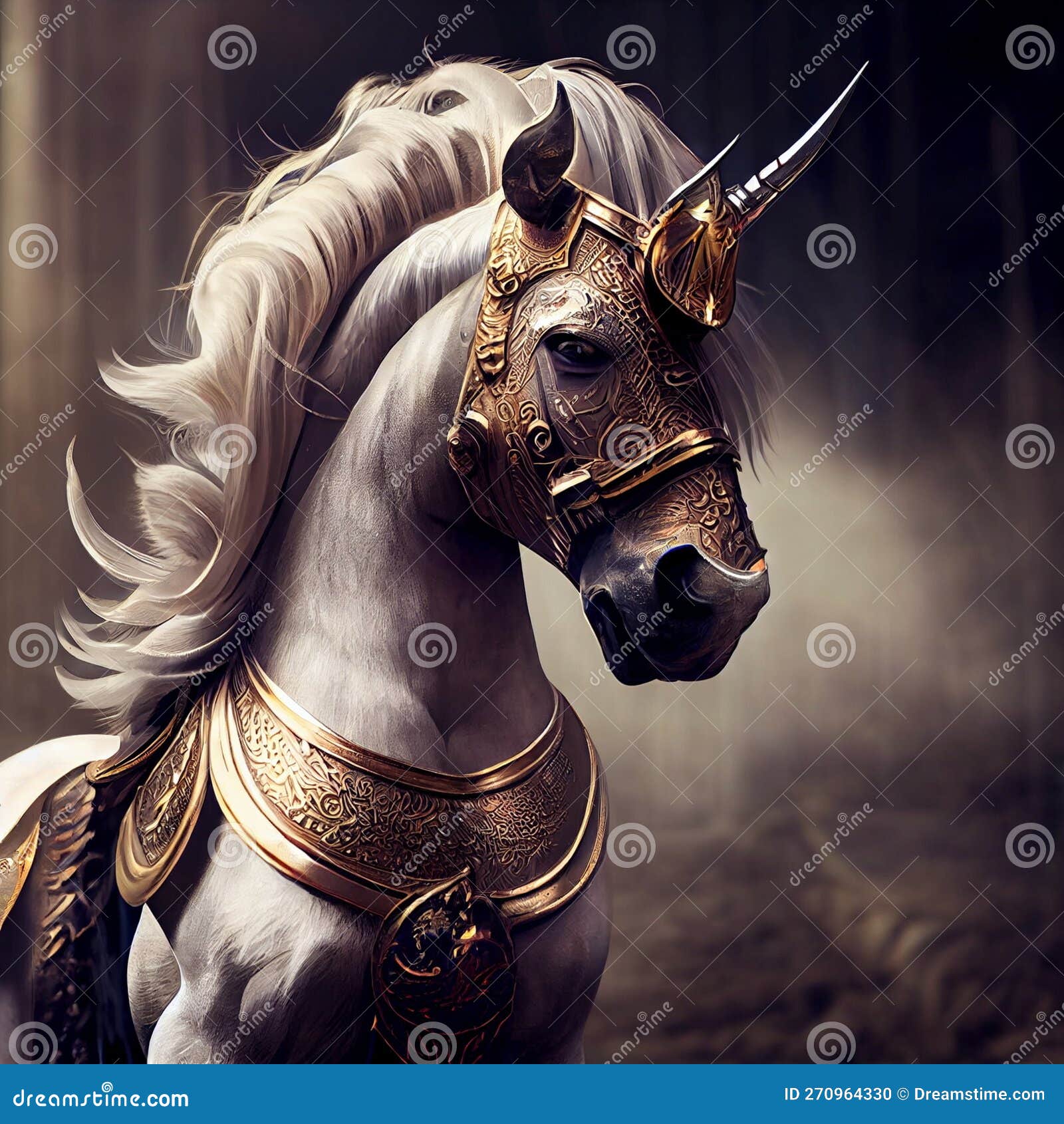 Horse in Knight& X27;s Armor Unicorn Stock Illustration - Illustration ...