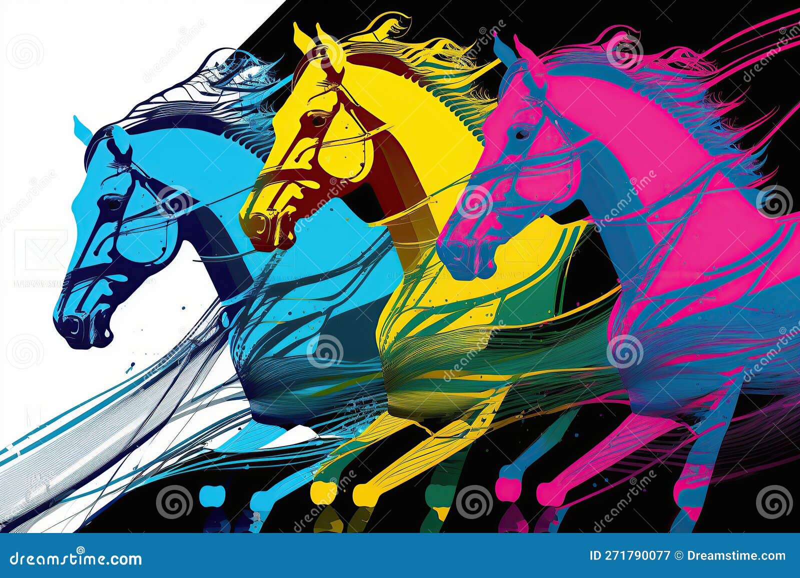 Horse Line Cmyk Created by Generative AI Stock Illustration ...