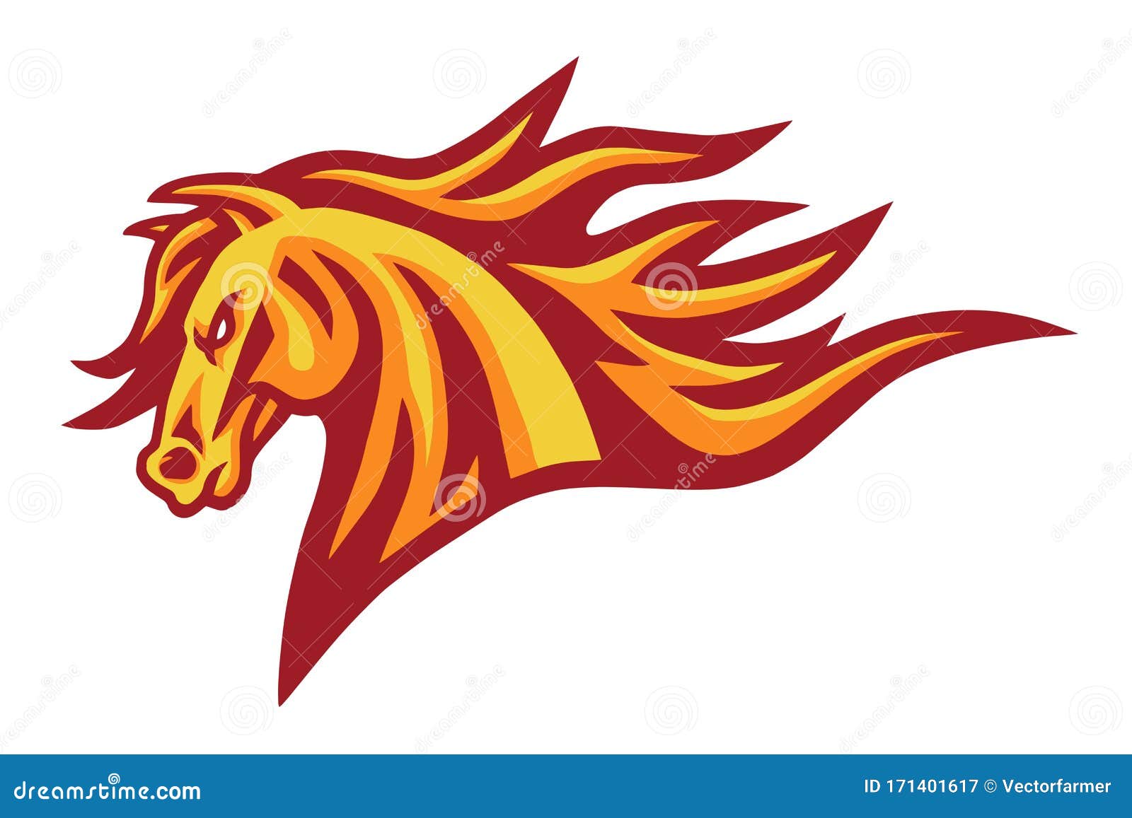 Horse Mustang Head Fire Burning Flame Logo Vector Mascot Design Stock ...