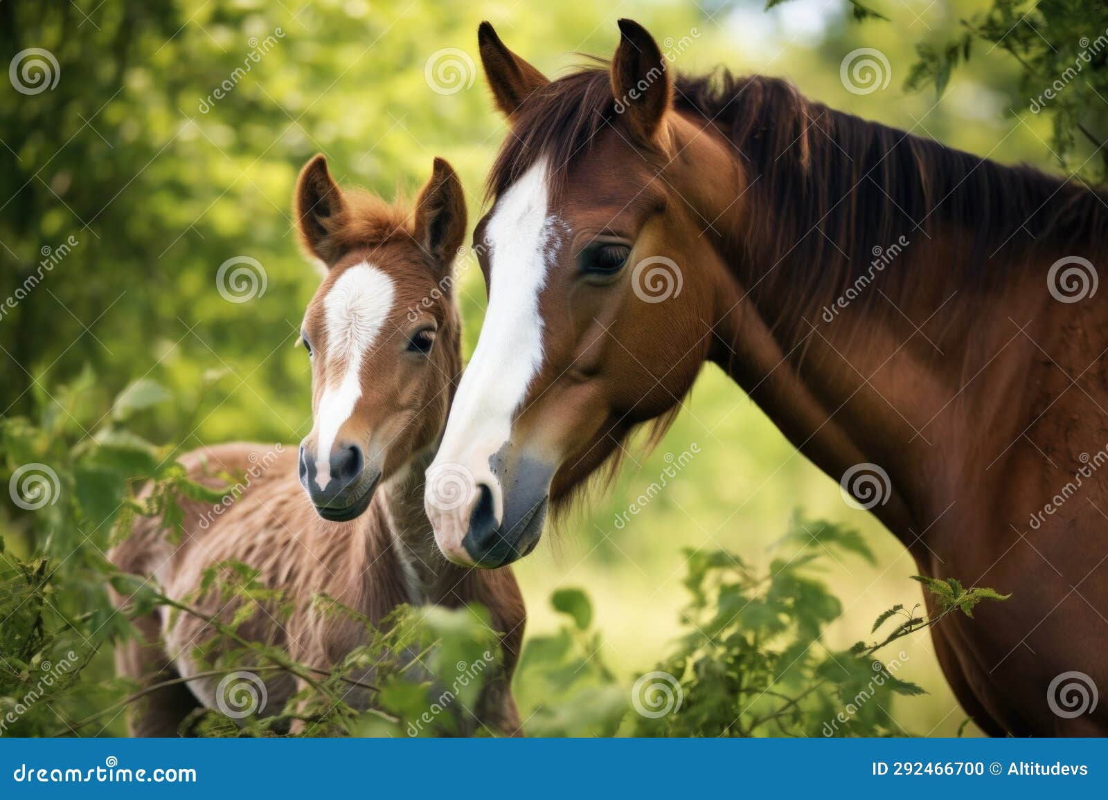 A Horse Nuzzling Its Foal in a Pasture Stock Photo - Image of nature ...