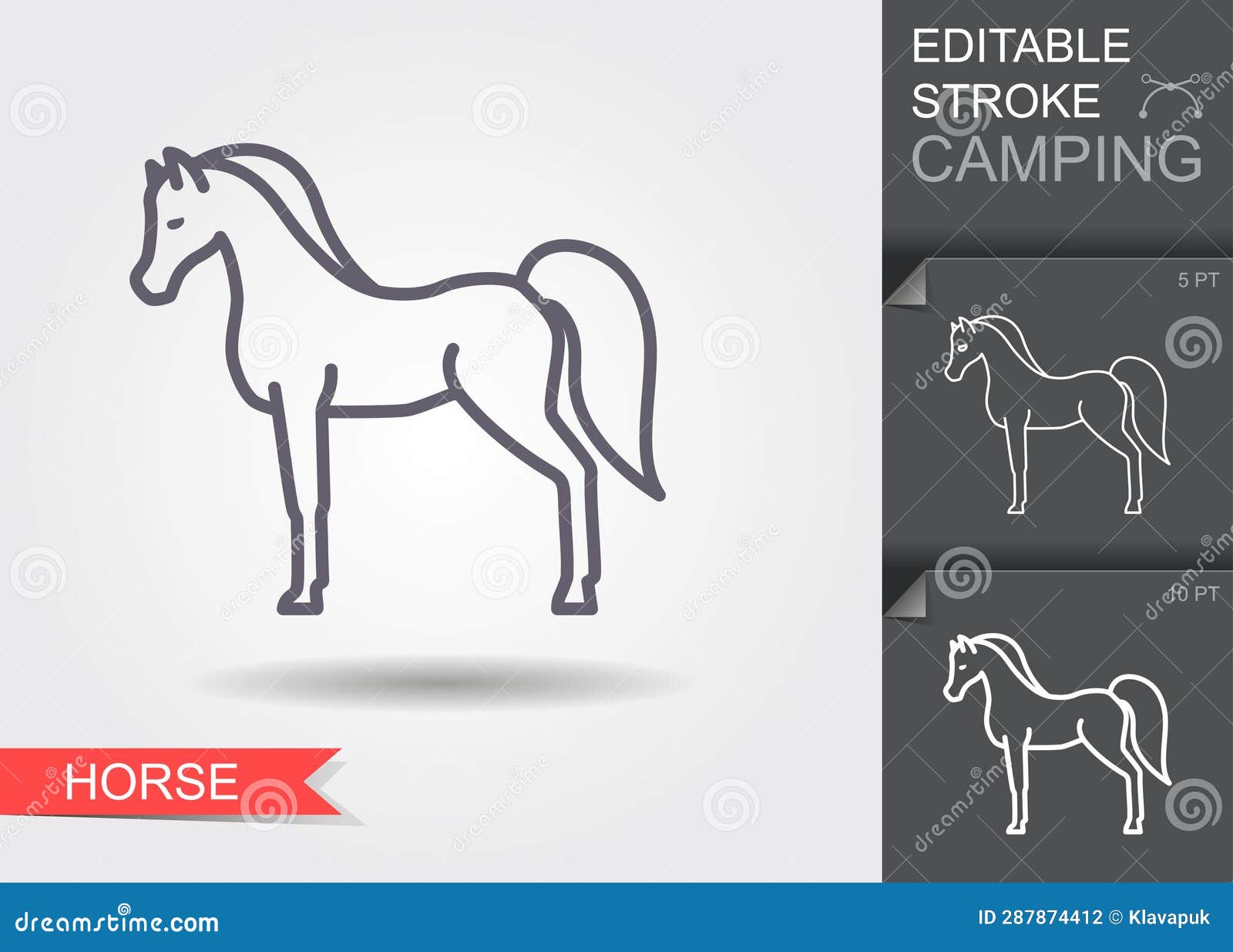 Horse Outline Icon. Outline Icon with Editable Stroke Stock ...