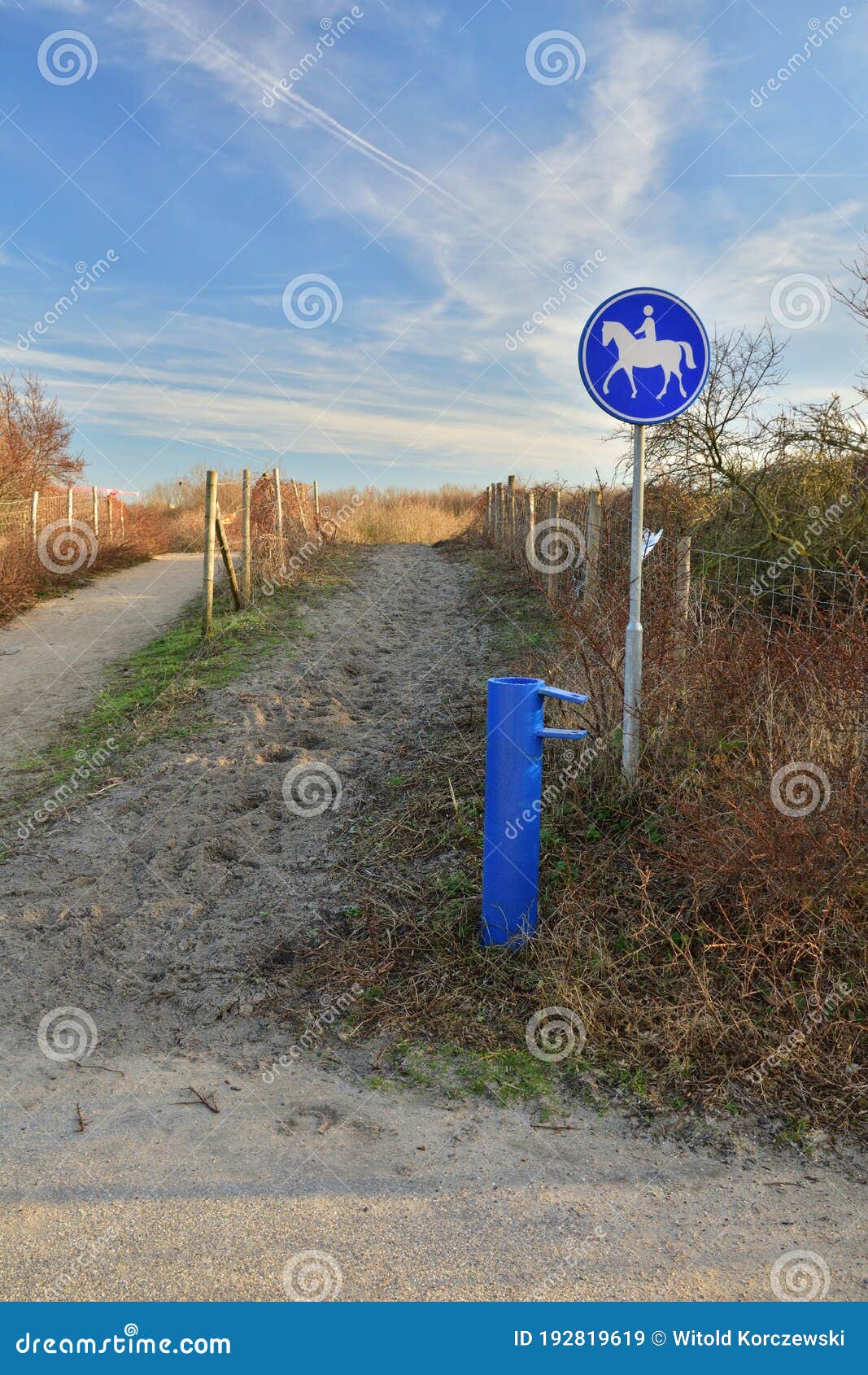 Horse Path Sign Next To the Barrier Stock Image - Image of road, nature ...