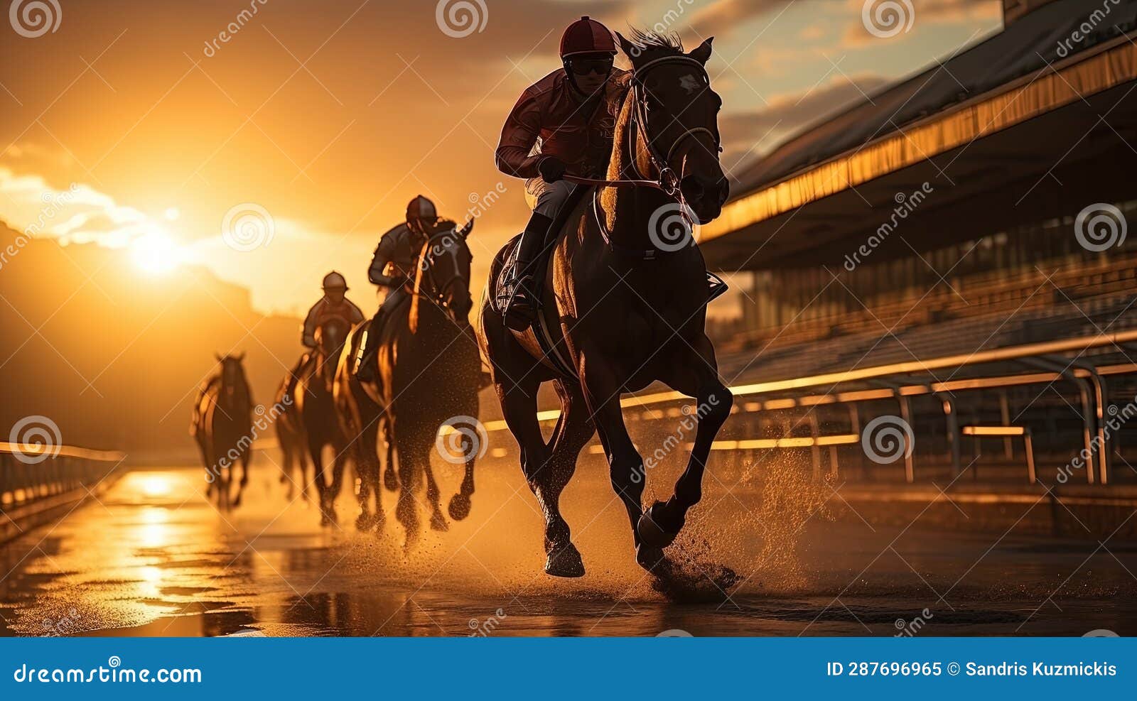 Horse Racing Competitive Team at Stadium Stock Illustration ...