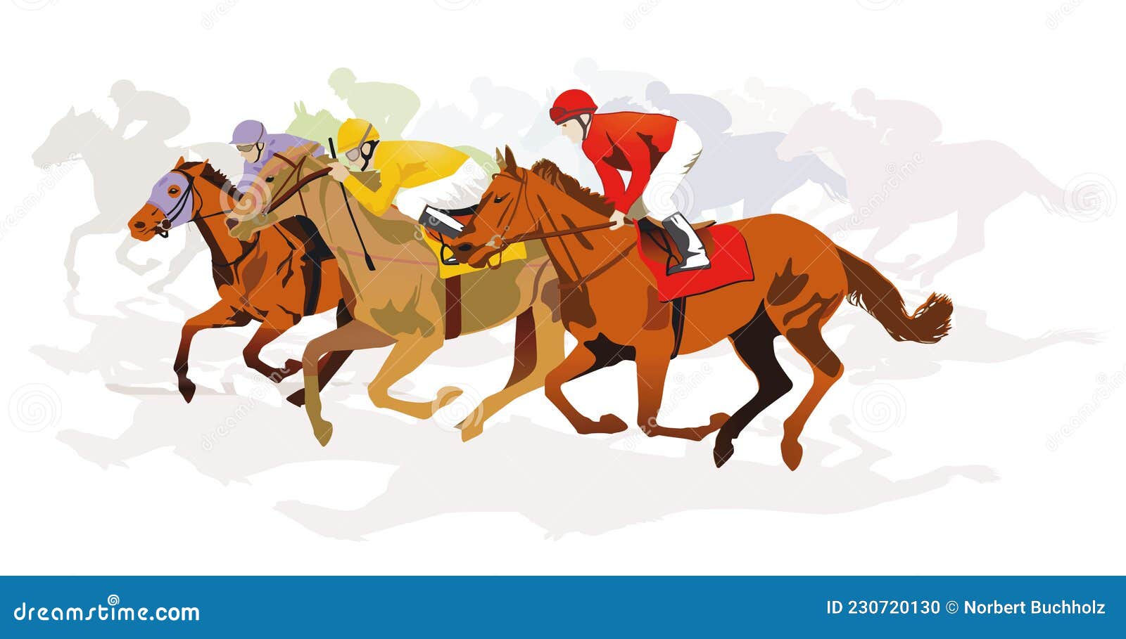 Horse Racing on Racecourse, Isolated - Illustration Stock Vector ...