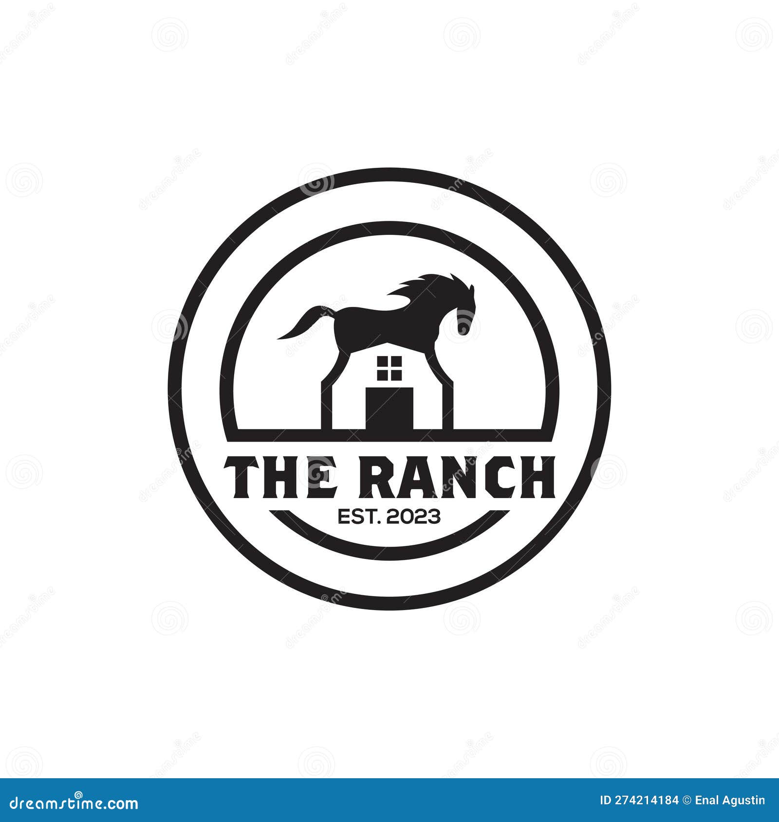 Horse Ranch Logo Design with a Barn Stock Vector - Illustration of ...