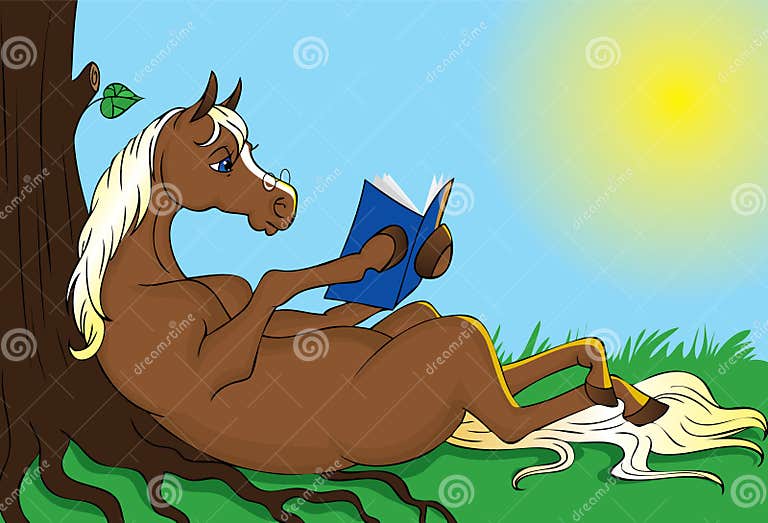 Horse reading book stock vector. Illustration of reading - 16053553