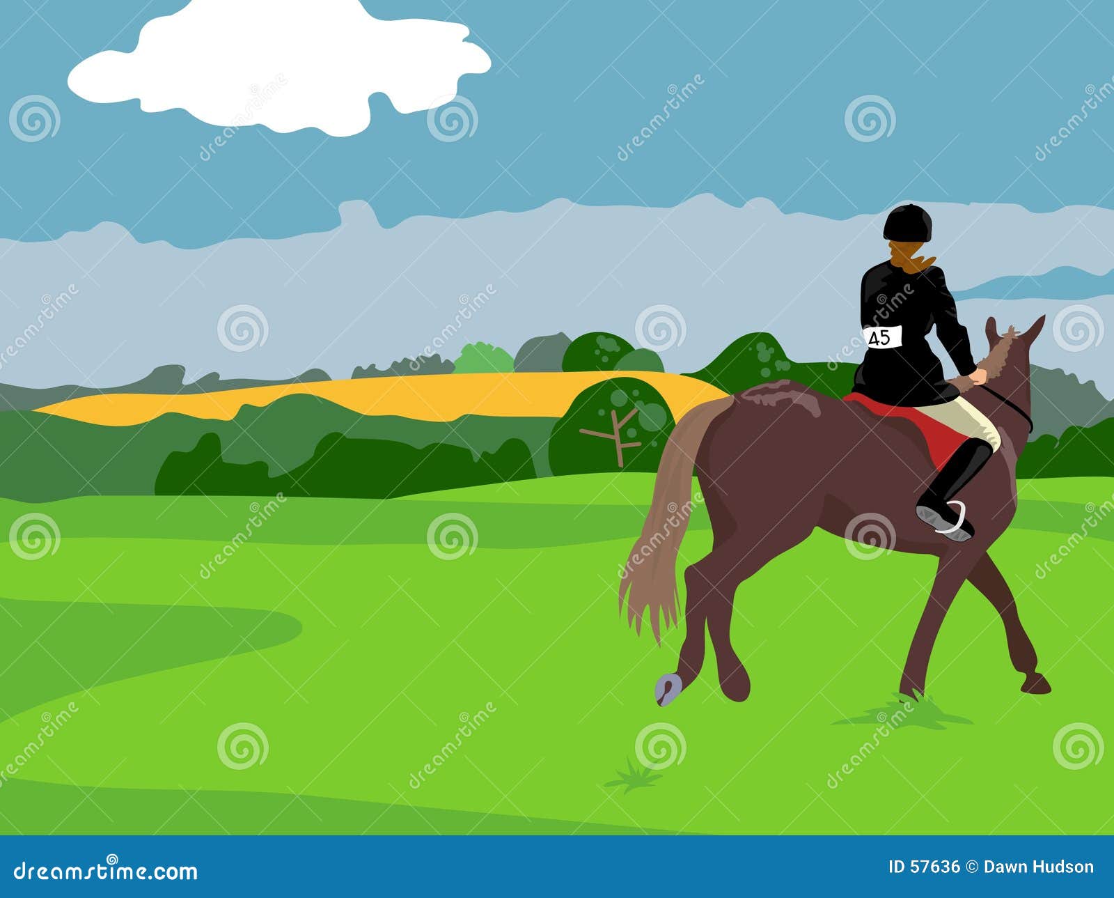Horse Riding stock vector. Illustration of landscape, active - 57636