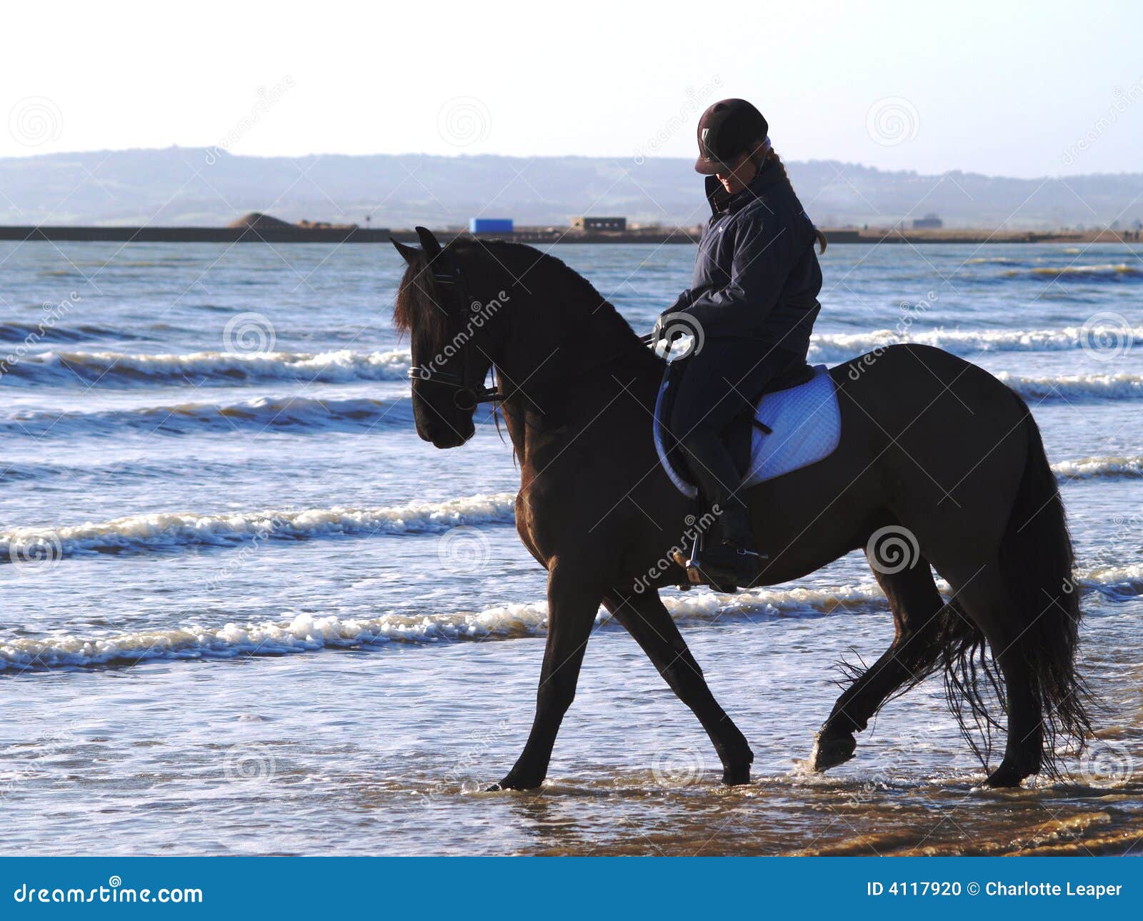 Horse Riding on the beach stock photo. Image of horsetail - 4117920