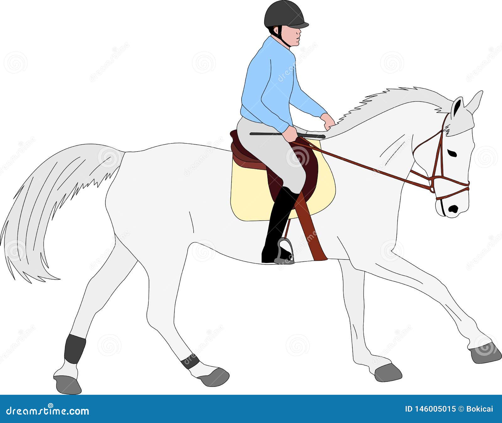 Horse Riding Colored Illustration Stock Vector - Illustration of race ...