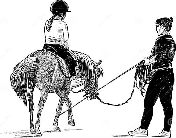 Horse riding lesson stock vector. Illustration of contemporary - 45085562