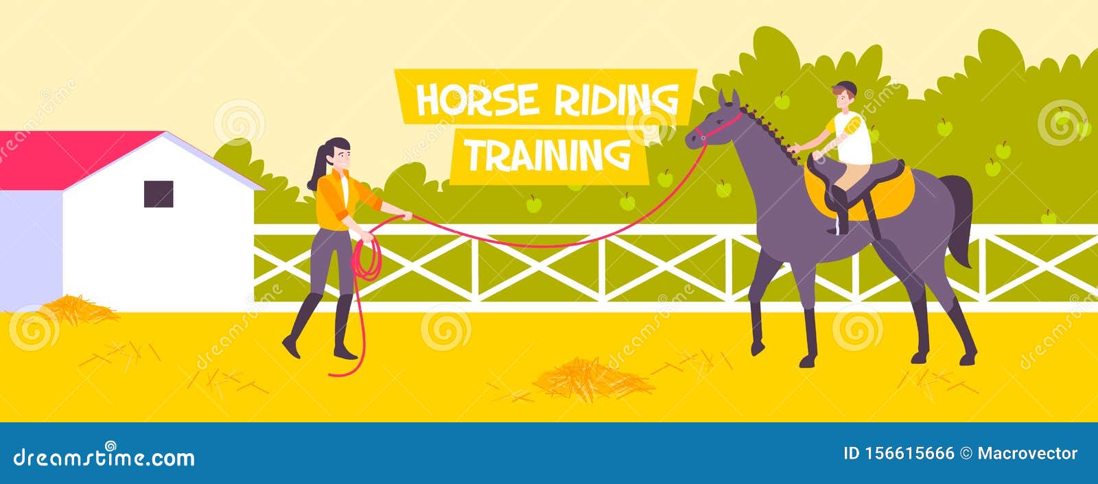 Horse Riding School Banner stock vector. Illustration of business ...