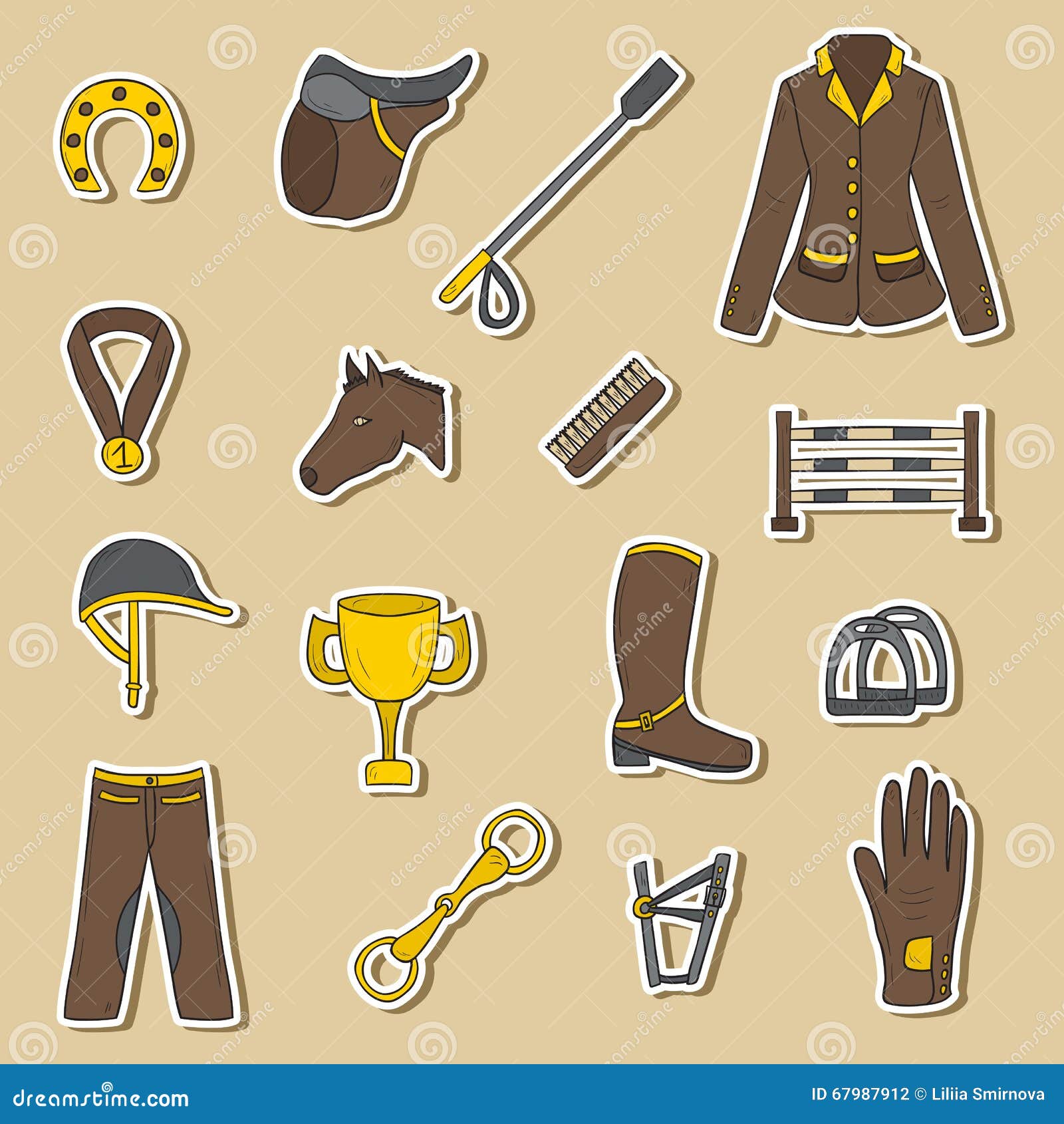 Horse riding stickers stock illustration. Illustration of dressage ...