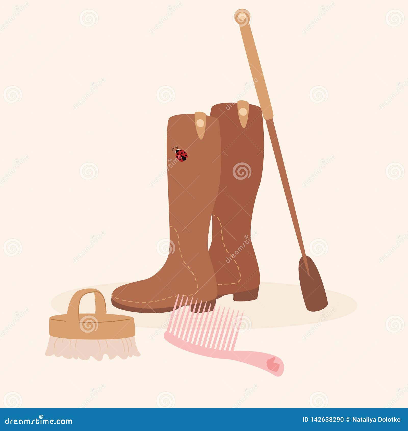 Horse Riding Tools with Horse Riding Boots Stock Vector - Illustration ...