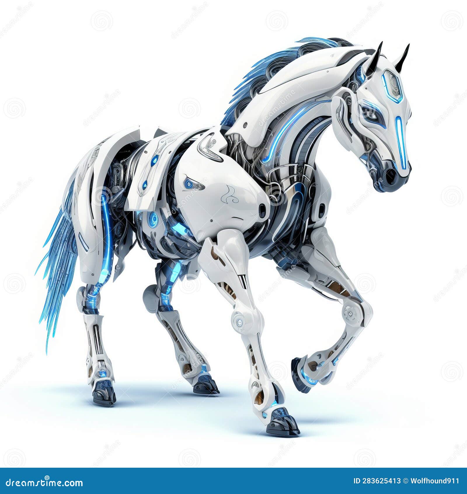 Horse Robot Robotic Animal Isolated Over White Background. AI Generated ...