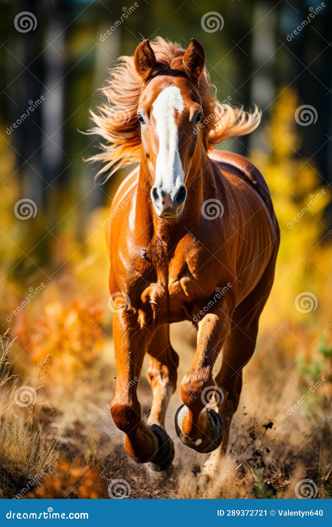 Horse Running through Field with Trees in the Background. Generative AI ...