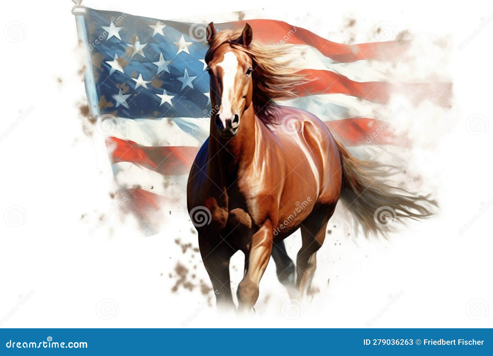 A Horse Running in Front of an American Flag. Generative AI Image ...