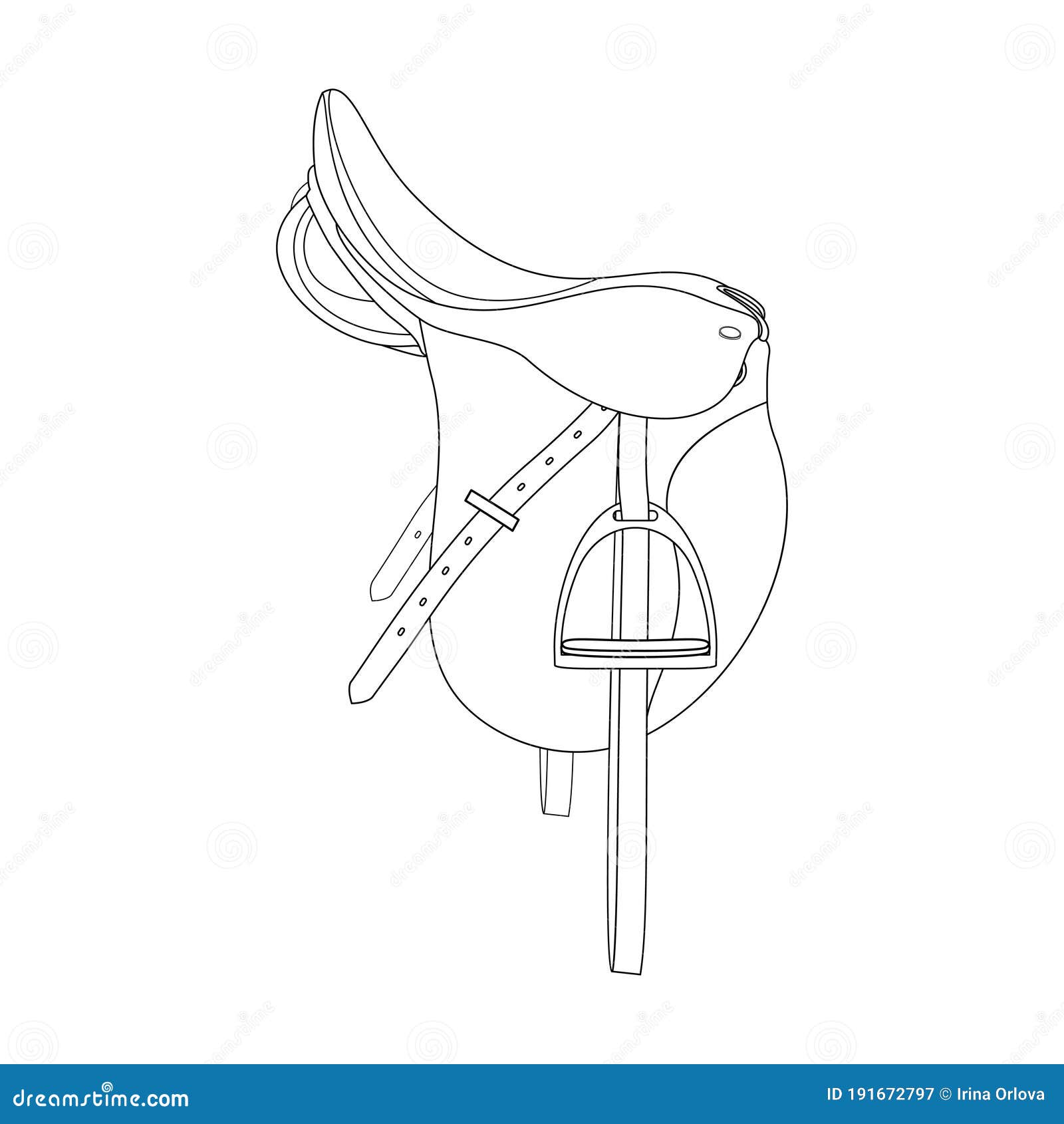 The Horse Saddle is Isolated on the White Background, Line Art Stock ...