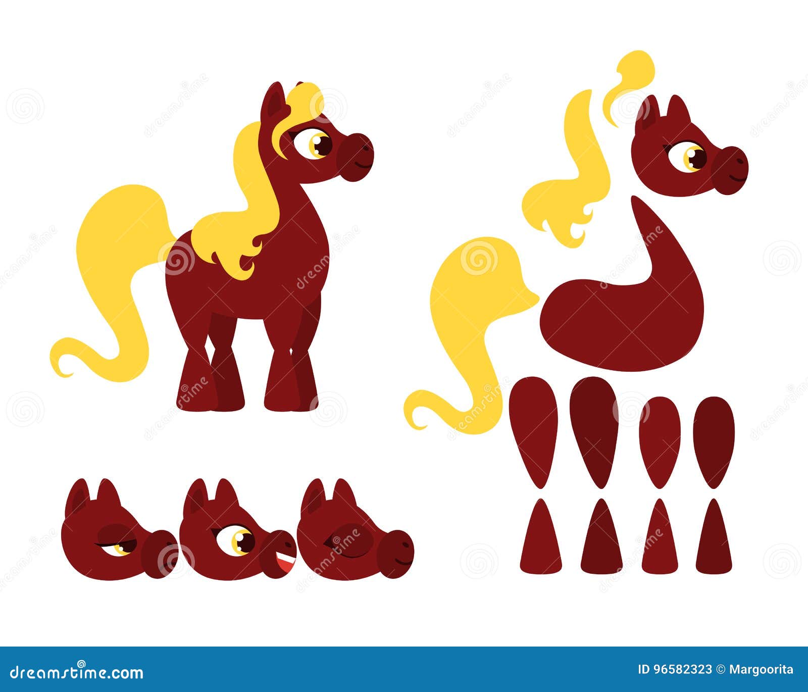 Horse set for animations stock vector. Illustration of isolated - 96582323