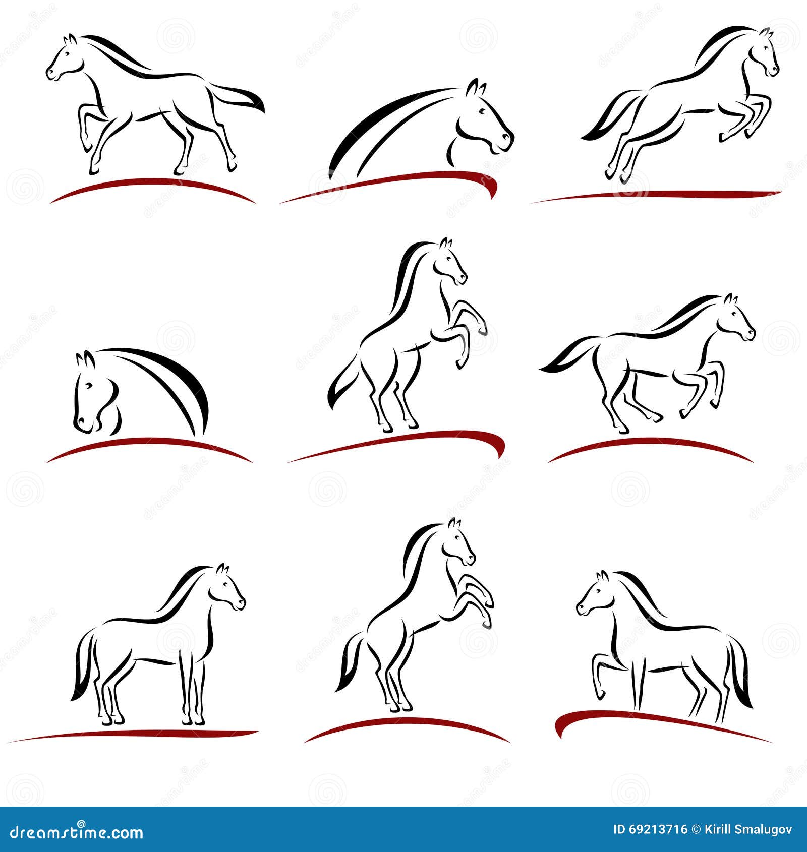 Horse set. Vector stock vector. Illustration of race - 69213716