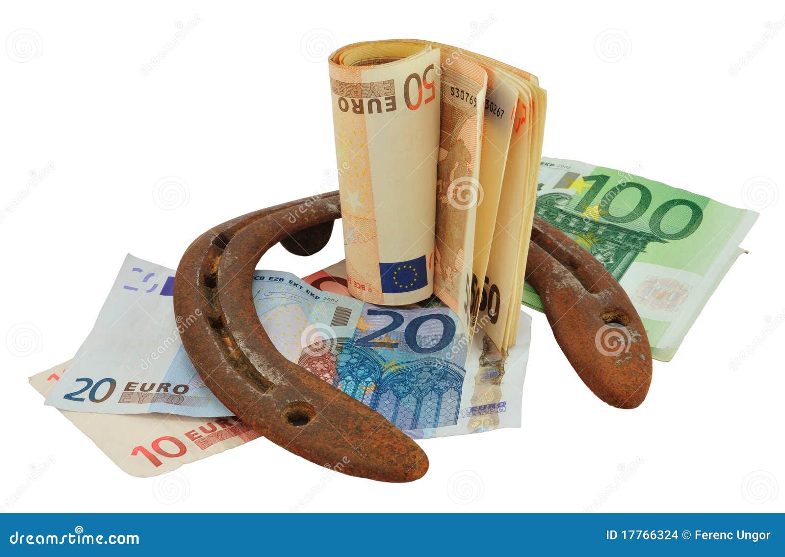 Horse shoe and money stock photo. Image of twenty, currency - 17766324