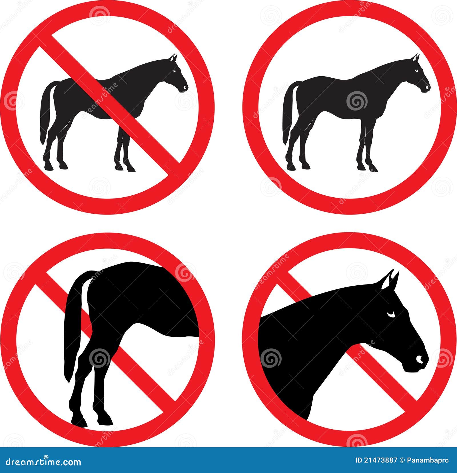 Horse signs stock vector. Illustration of danger, label - 21473887
