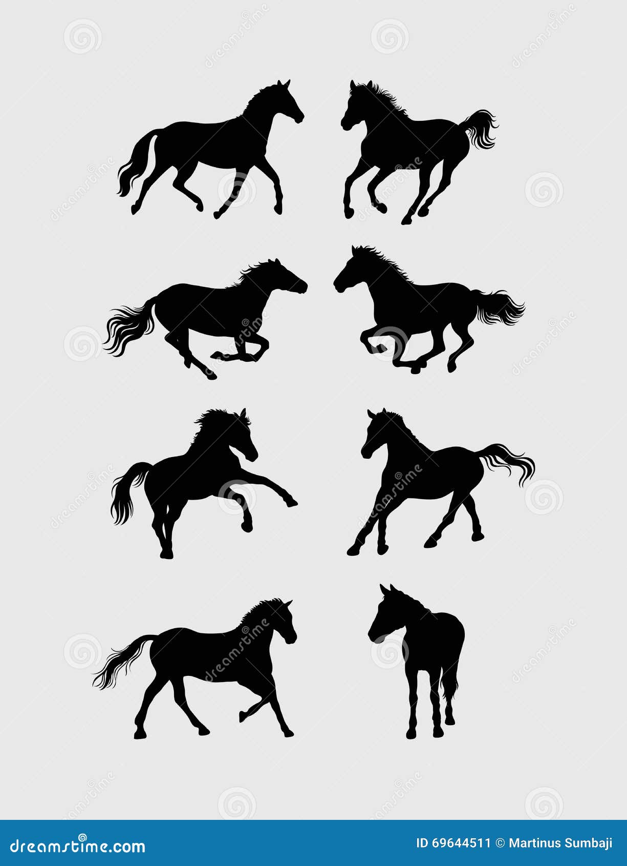 Set Of Horse Silhouettes, Dragon, Lion Cartoon Vector | CartoonDealer ...