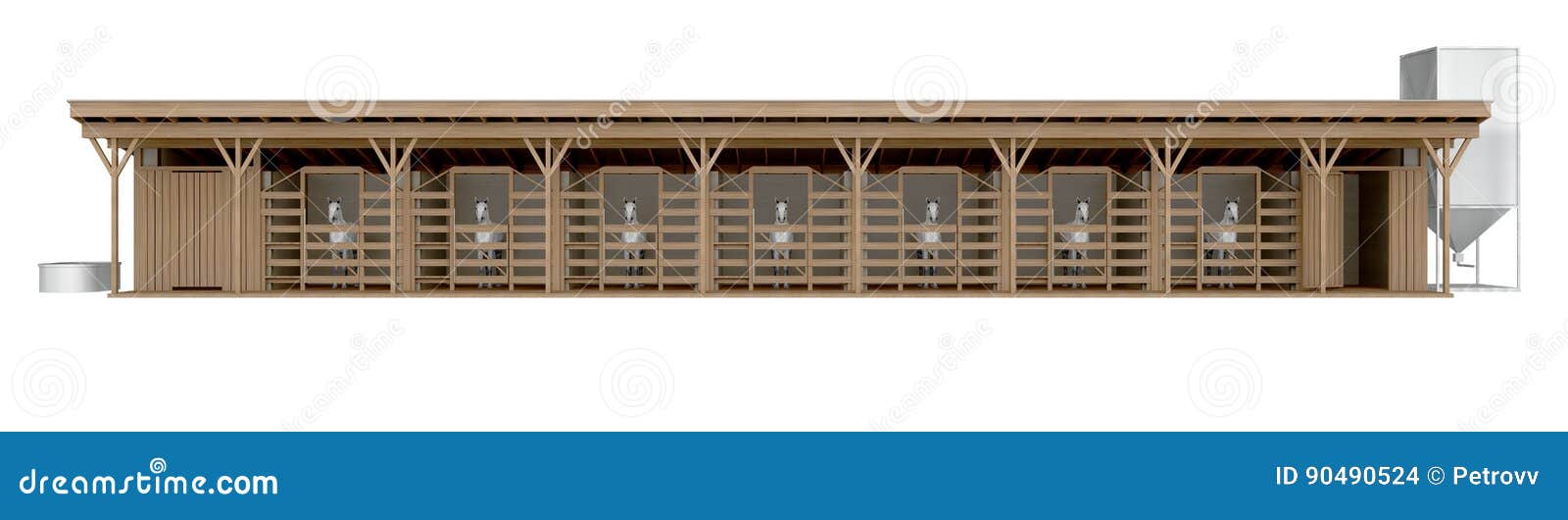 Horse Stable Front View Isolated on White 3d Rendering Stock ...