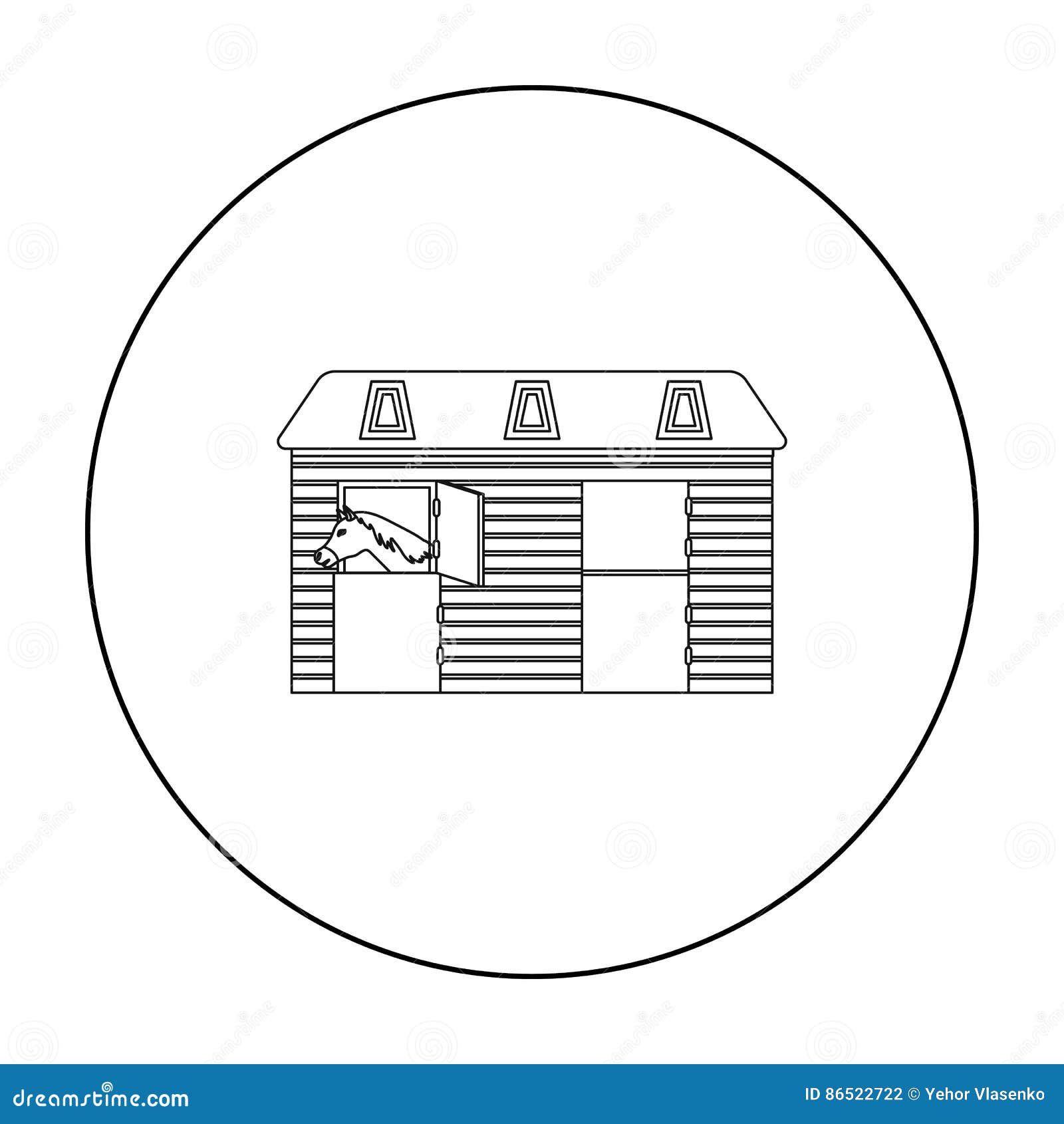 Horse Stable Icon in Outline Style Isolated on White Background ... Horse Stable Icon in Outline Style Isolated on White Background ...