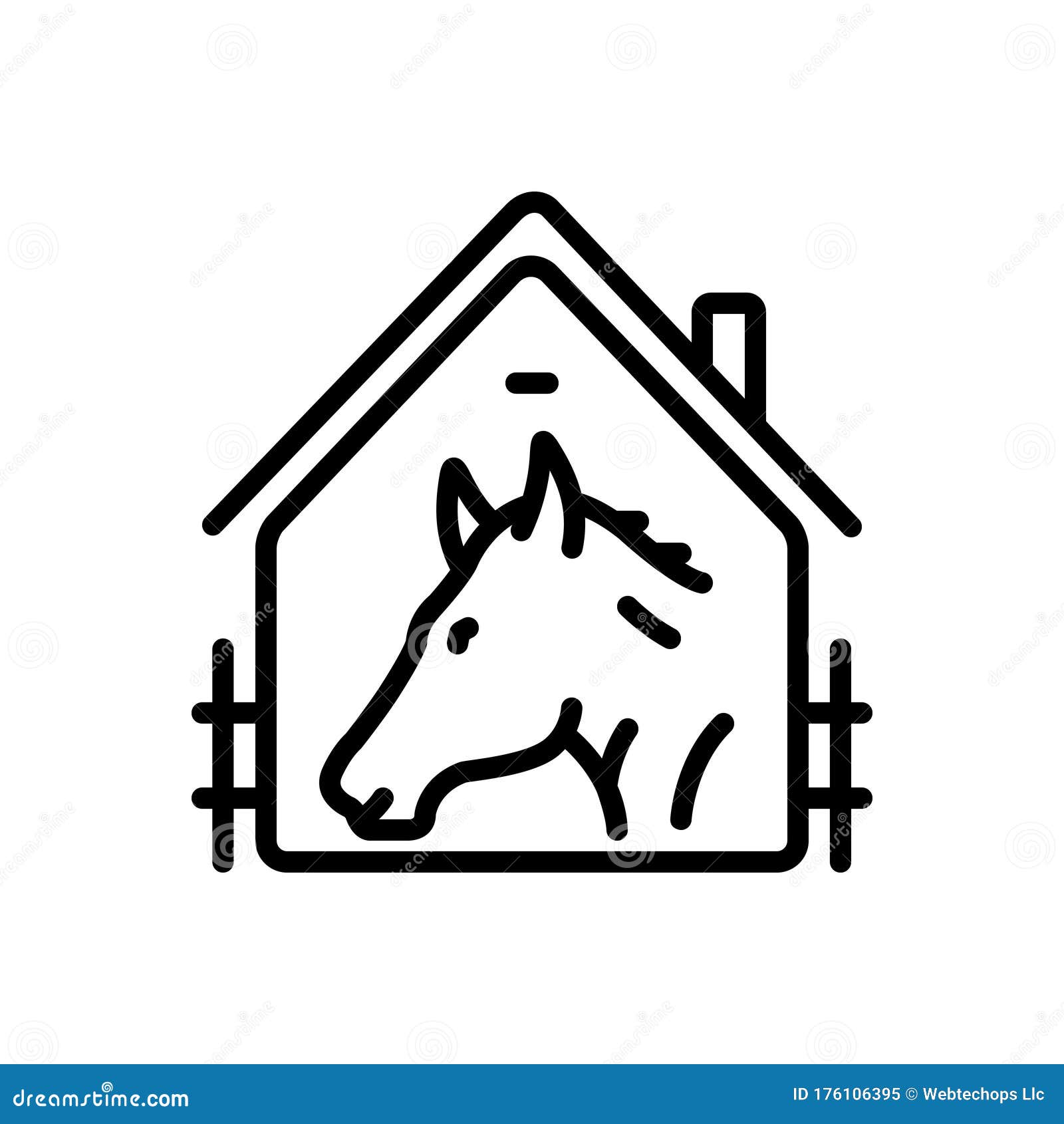 Black Line Icon for Horse in Stable, Racing and Farmyard Stock Vector ...
