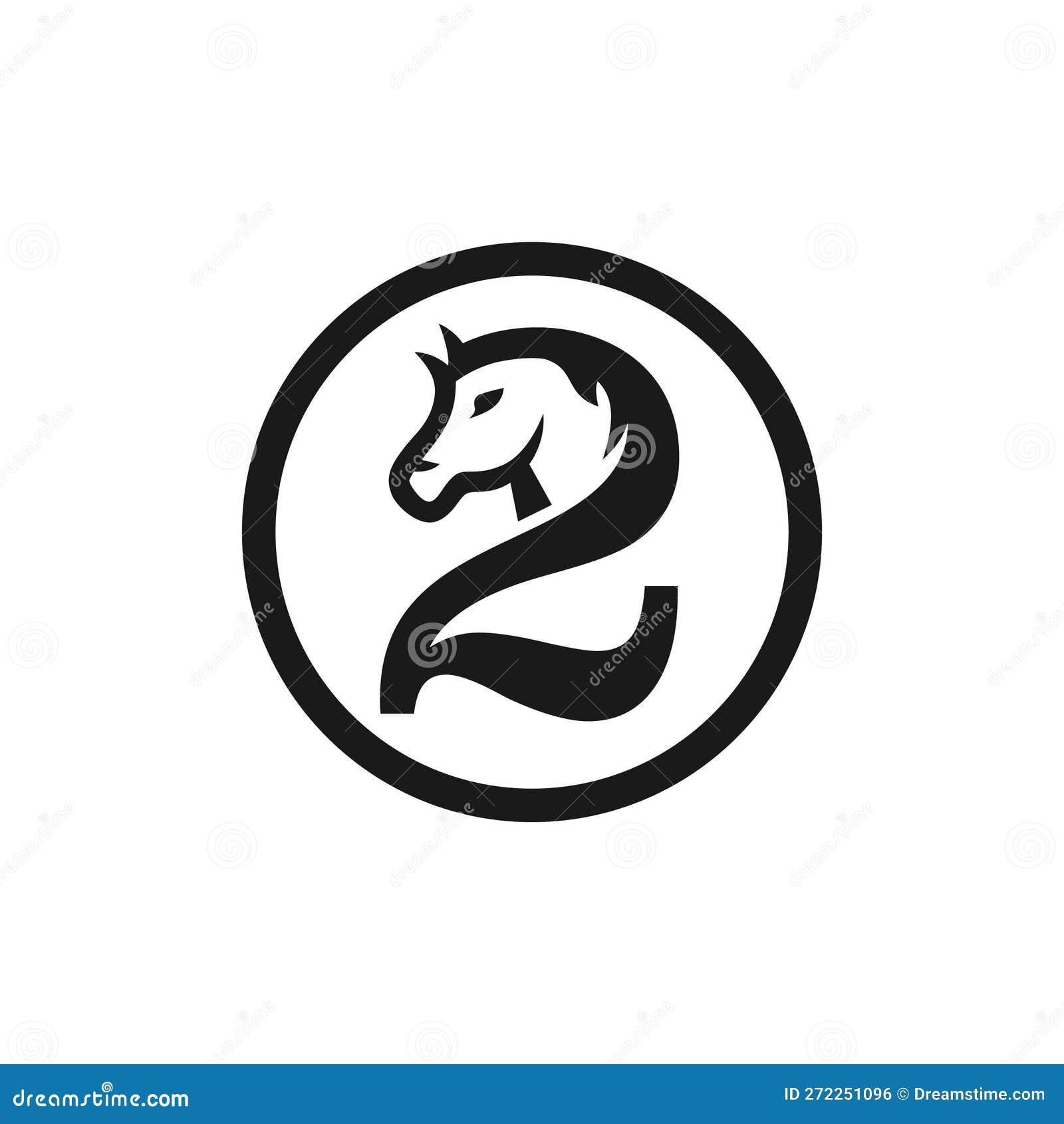 Horse Vector Illustration Logo with Number 2 Stock Vector ...