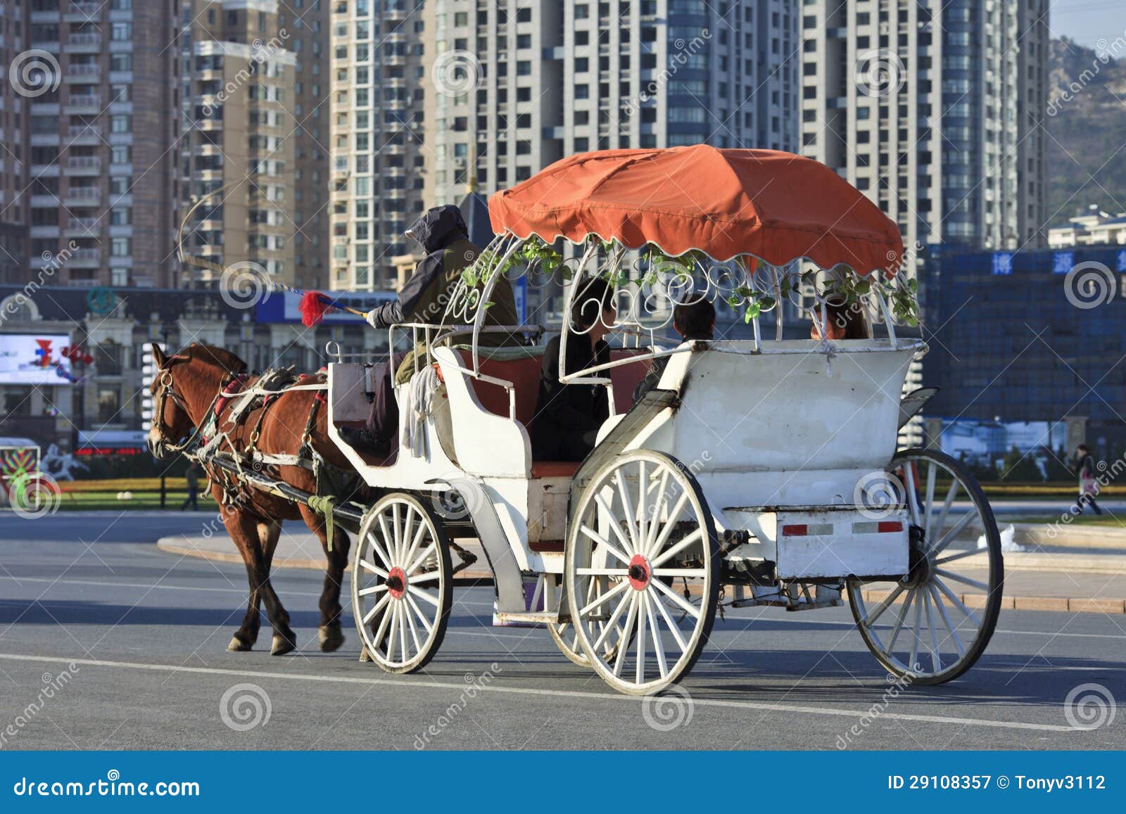Horse and Wagon at Dalian Xinghai Square Editorial Photography - Image ...