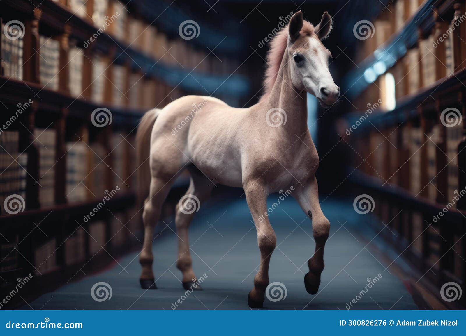 A horse in a warehouse stock illustration. Illustration of mare - 300826276