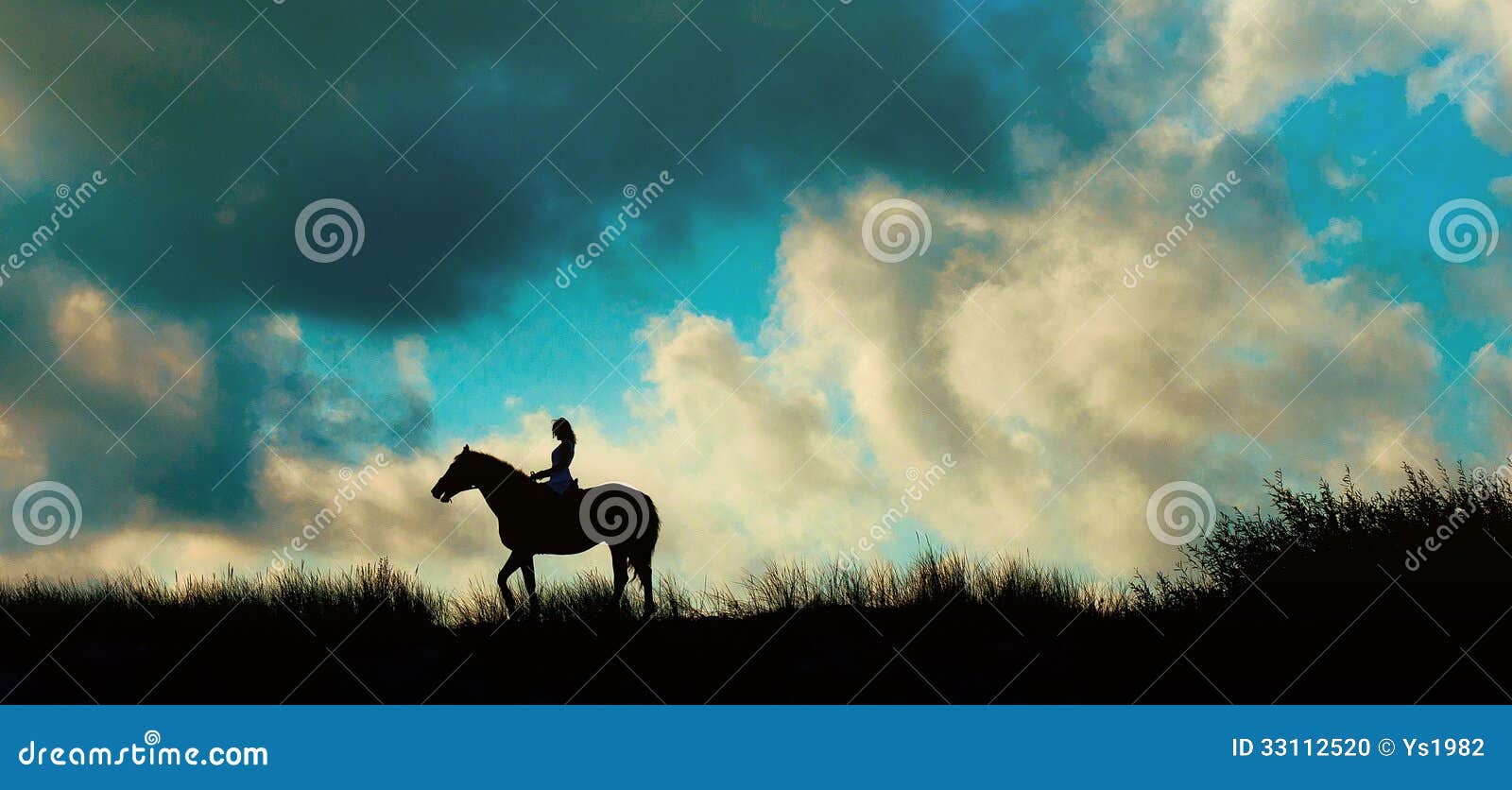 Horseback Rider Over Blue Sky on a Mount Stock Photo - Image of female ...