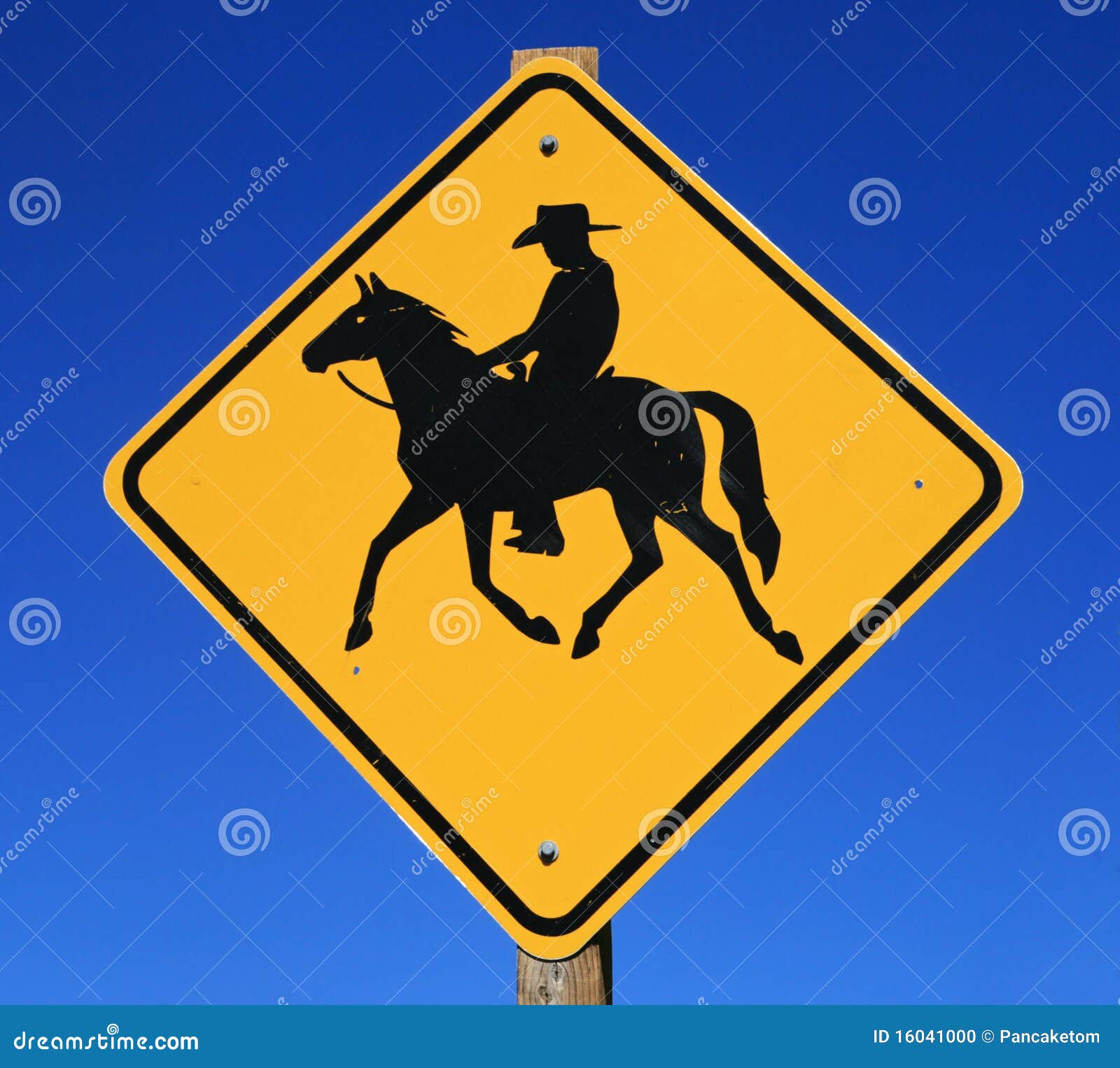 Horseback Rider Road Sign Stock Photo - Image: 16041000