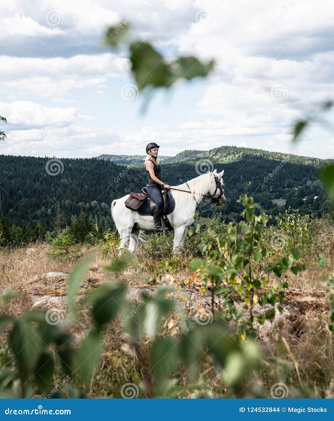 Horseback Riding in the Forest Stock Photo - Image of people, leisure ...