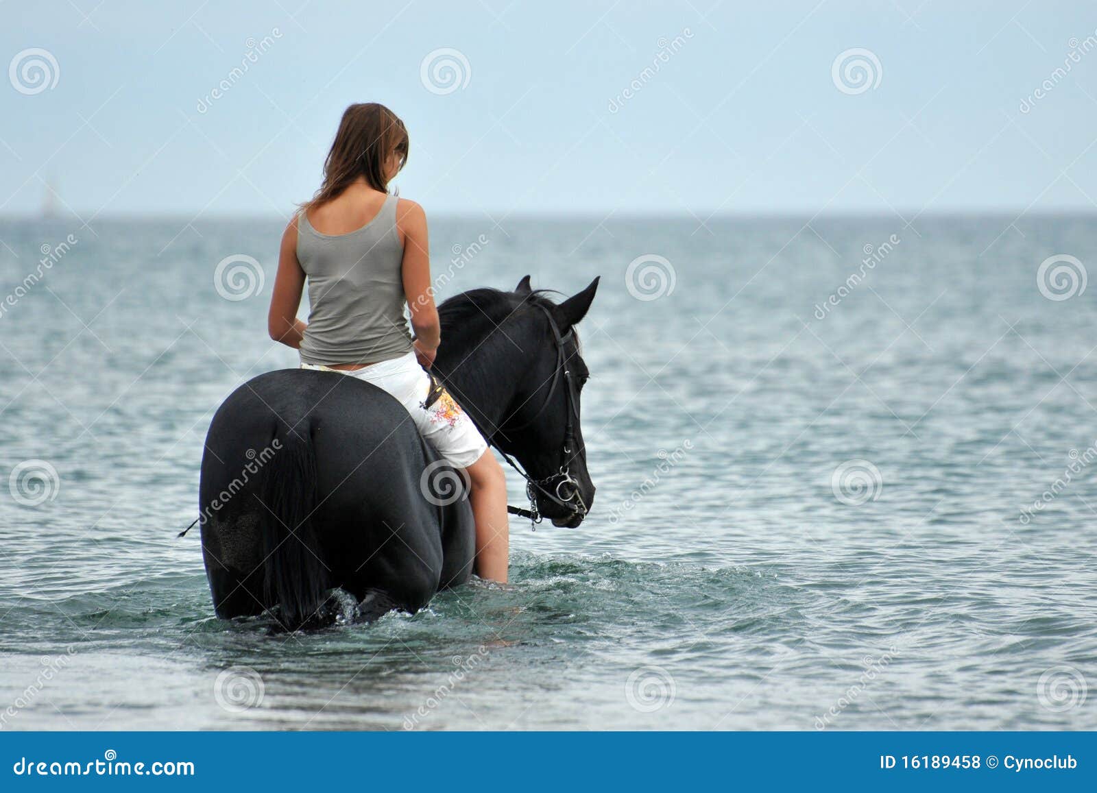 Horseback Riding in the Sea Stock Photo - Image of beach, pretty: 16189458