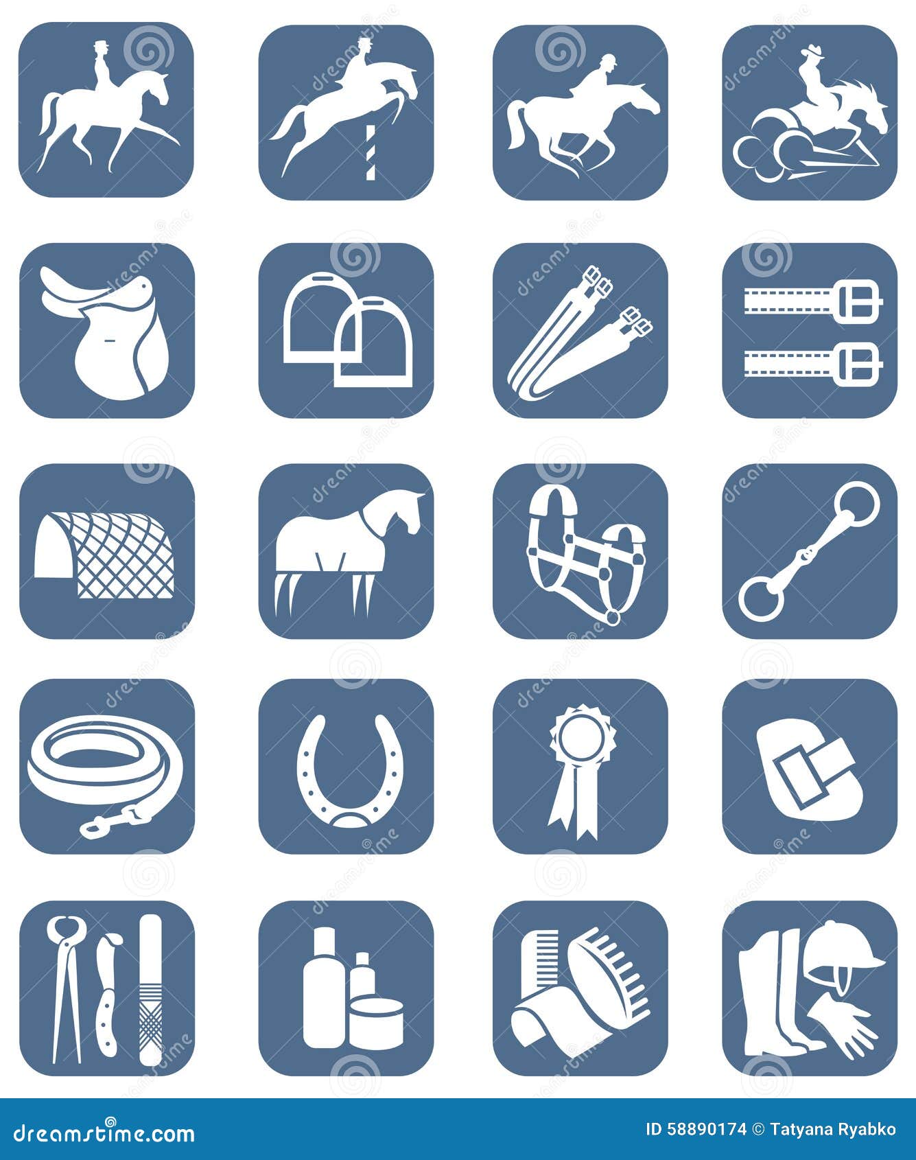Horses icon set stock vector. Illustration of icon, vector - 58890174