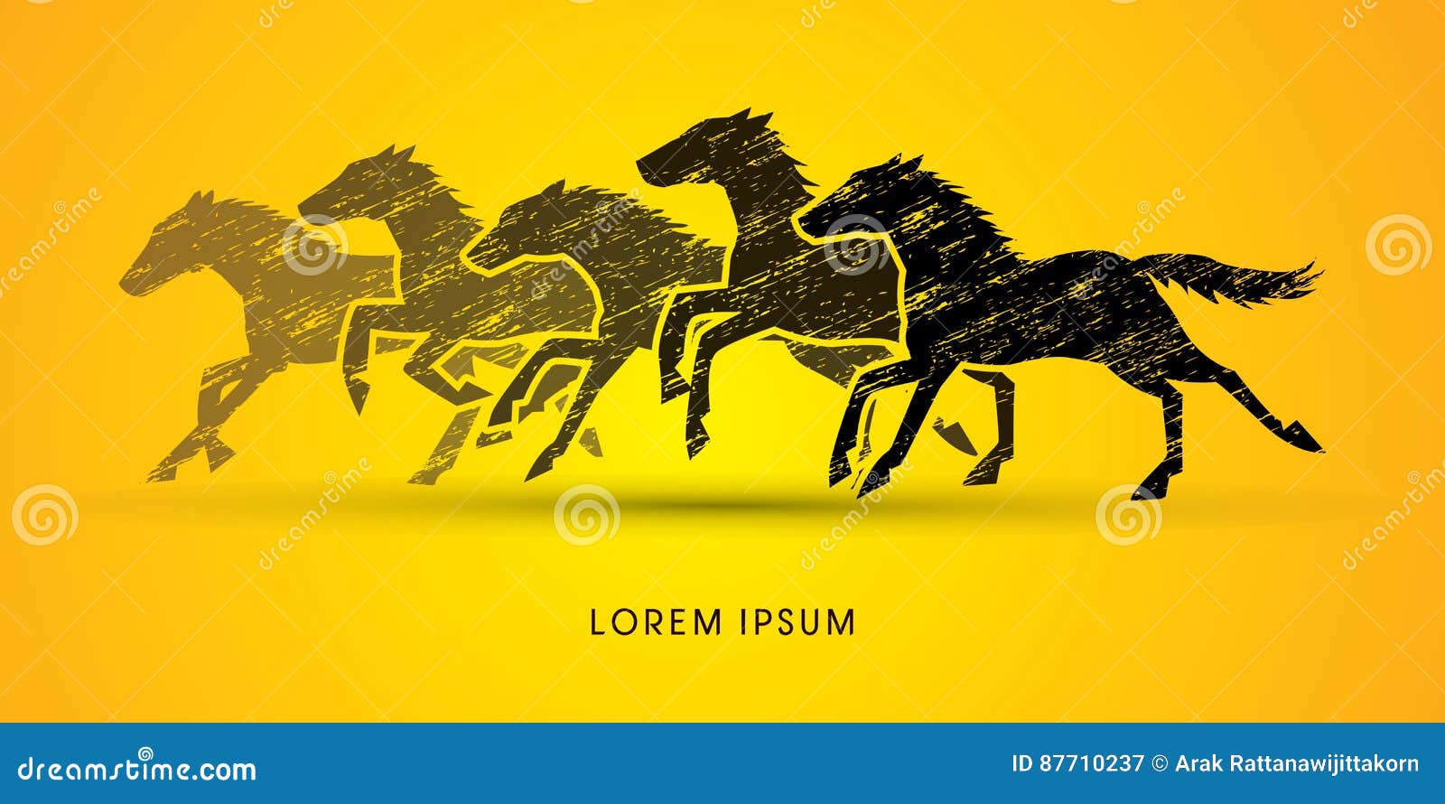 5 Horses running graphic stock vector. Illustration of horse - 87710237
