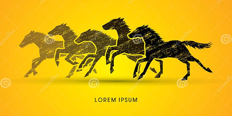 5 Horses running graphic stock vector. Illustration of horse - 87710237