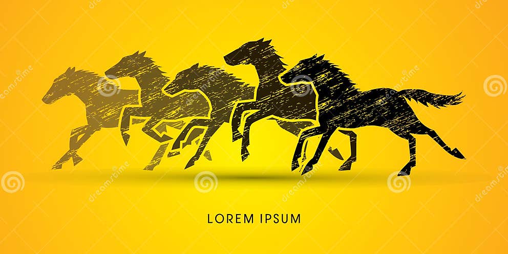 5 Horses running graphic stock vector. Illustration of horse - 87710237