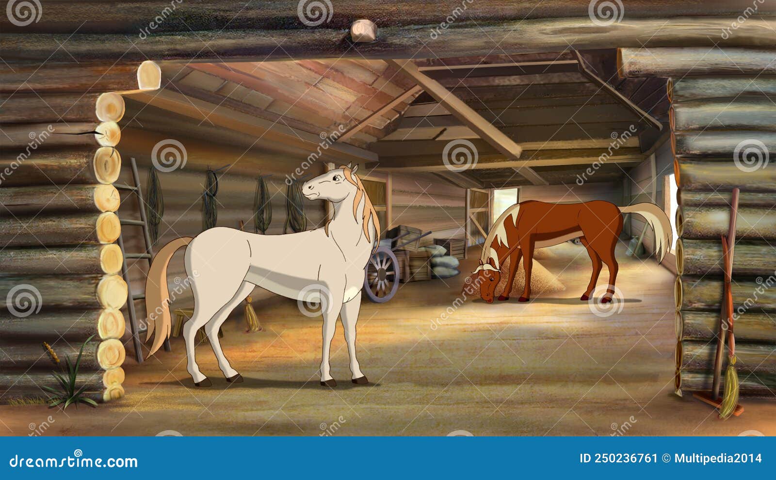 Horses in the Stable Illustration Stock Illustration - Illustration of ...